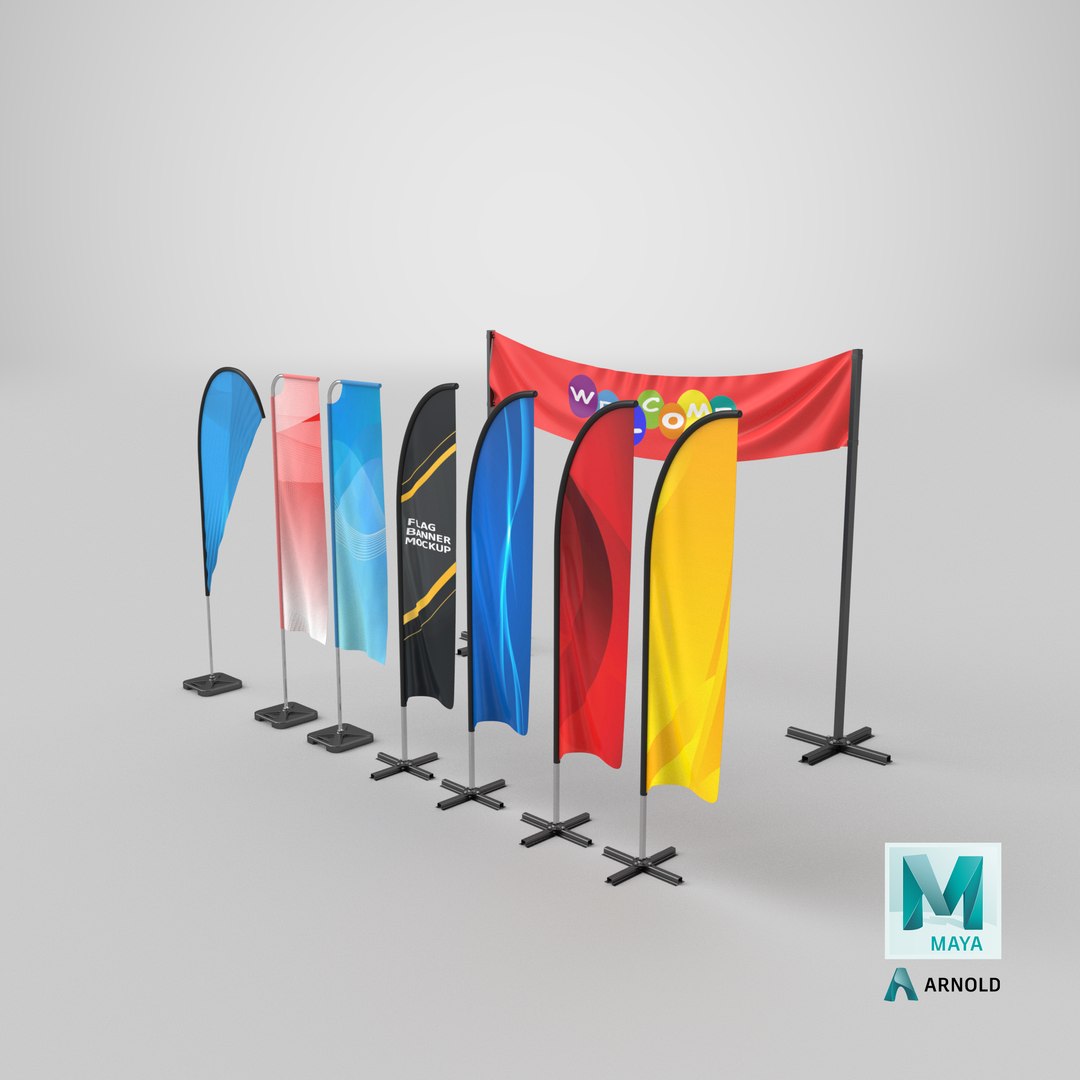 Detailed Flag Banners 3D - TurboSquid 2060949