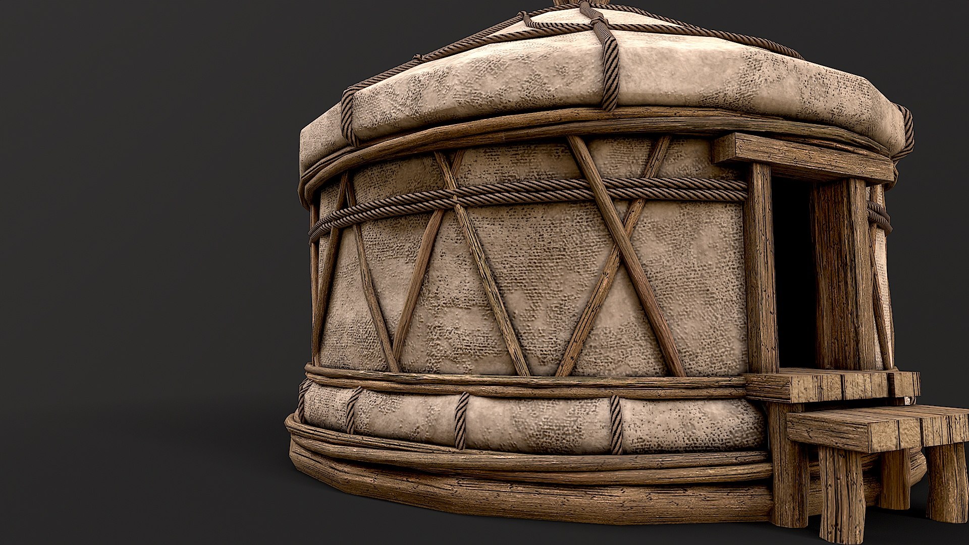 3D Model Traditional Yurt Nomads Tent With Interior 2 - TurboSquid 2360338