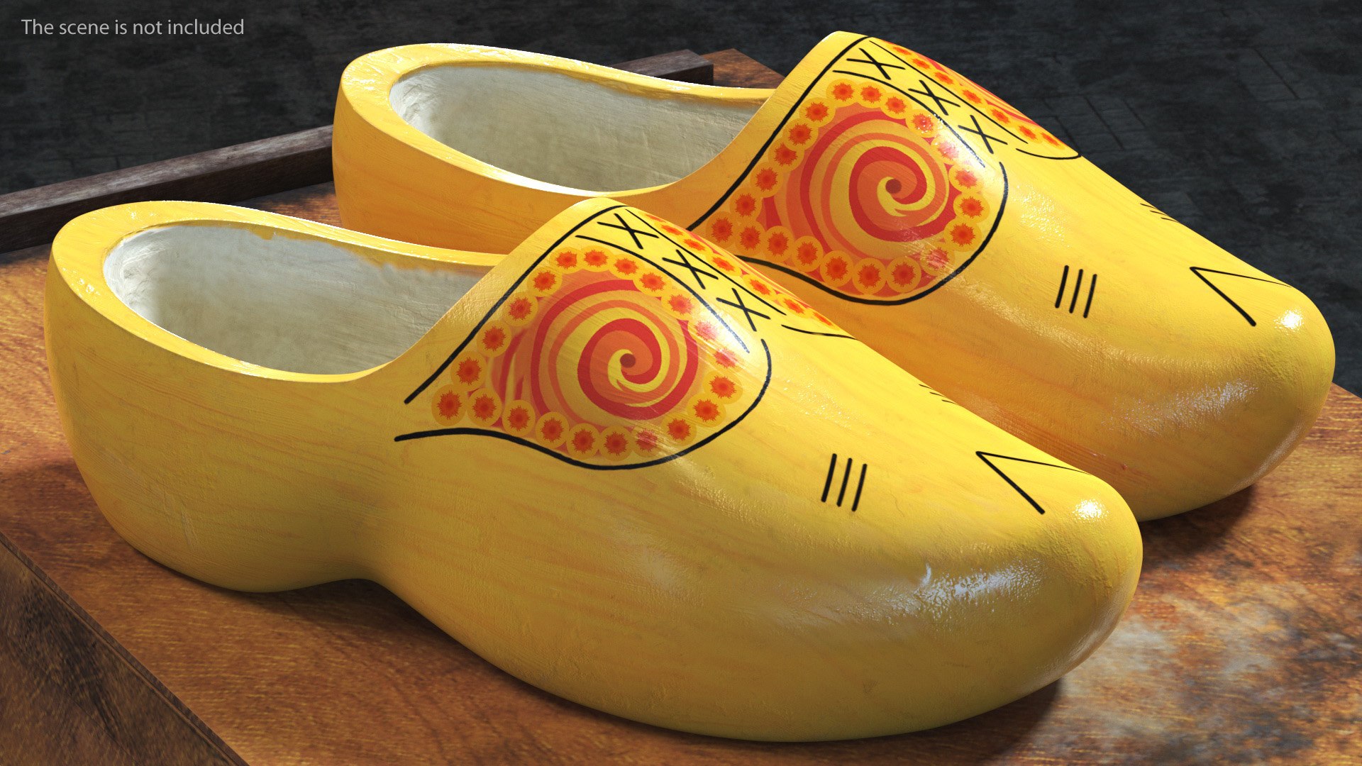 3D Dutch Wooden Clogs Yellow Model - TurboSquid 1971893
