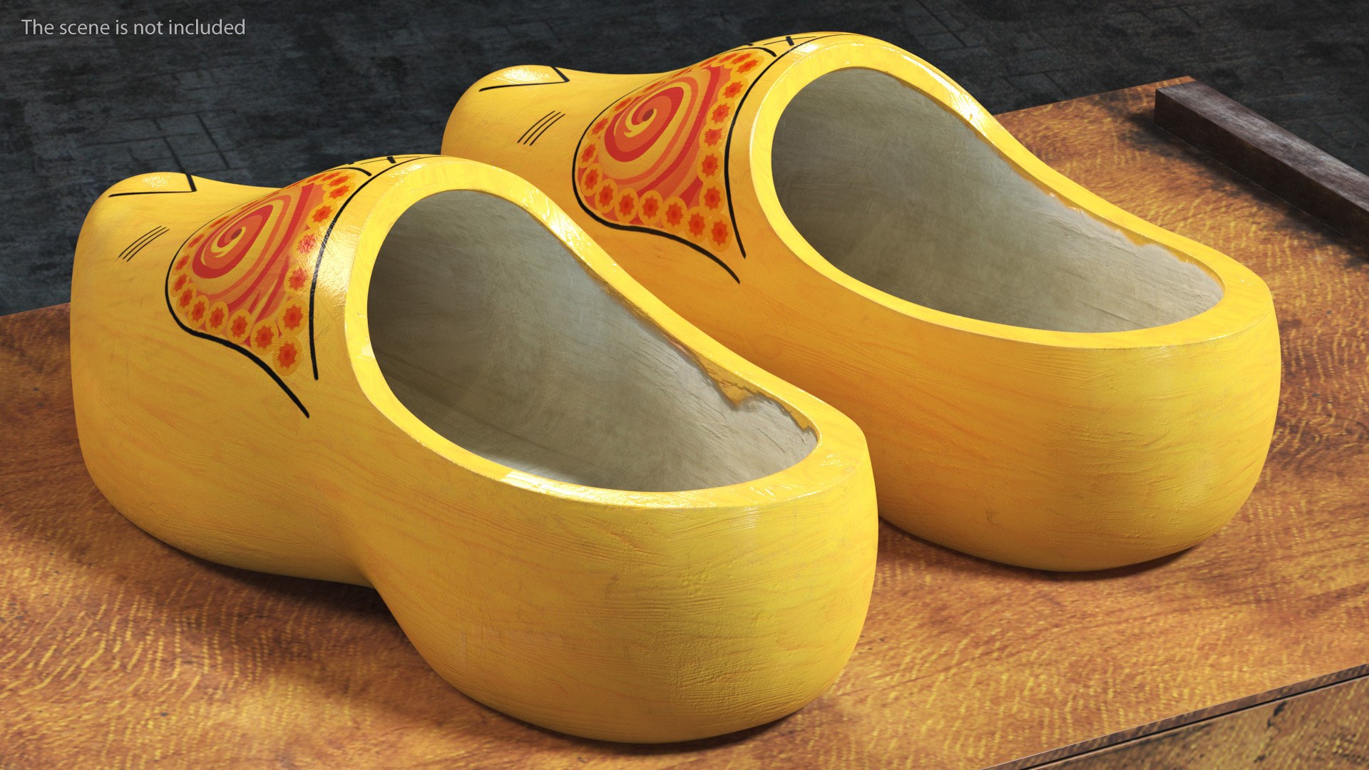 3D Dutch Wooden Clogs Yellow Model - TurboSquid 1971893