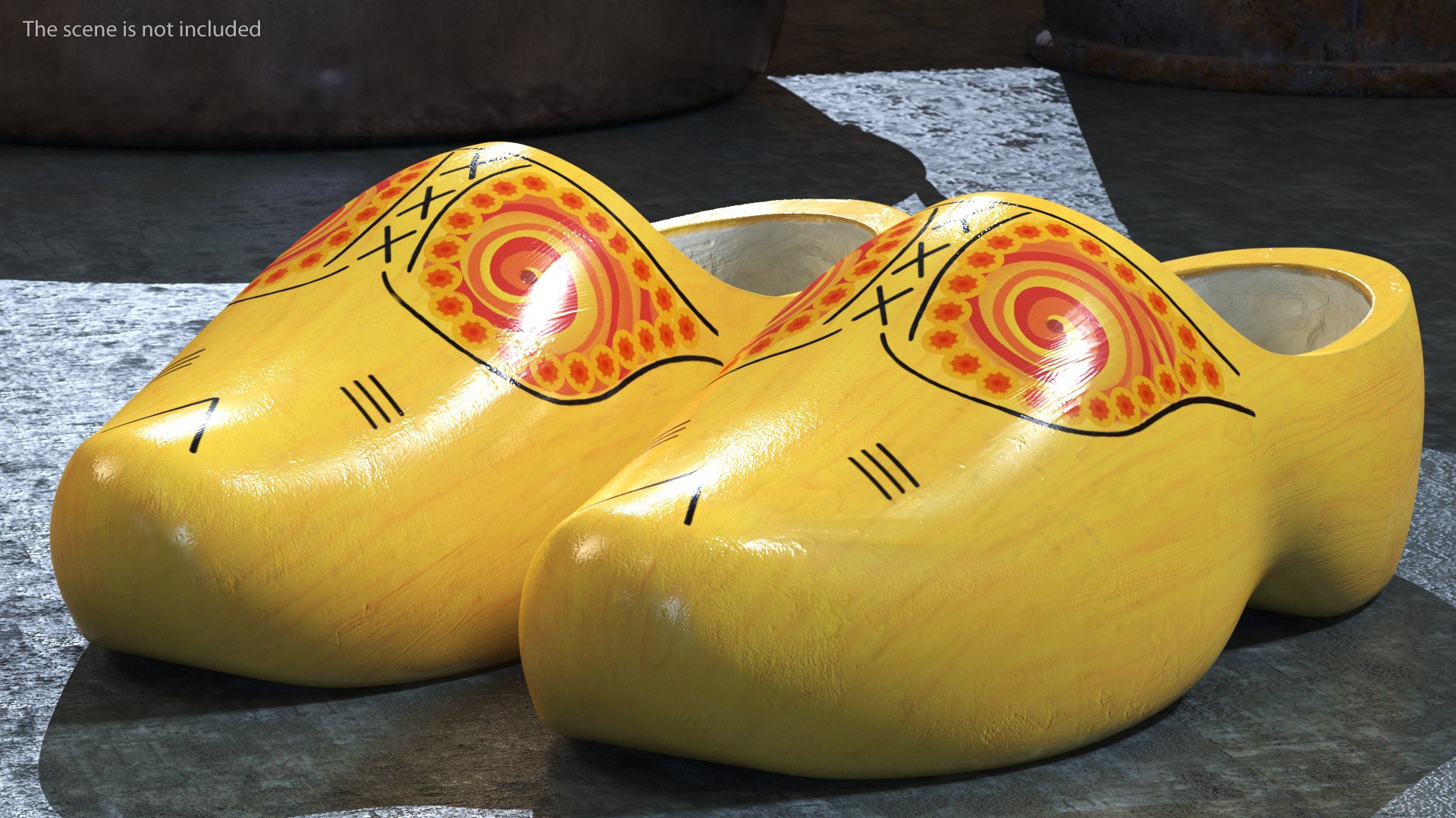 3D Dutch Wooden Clogs Yellow Model - TurboSquid 1971893