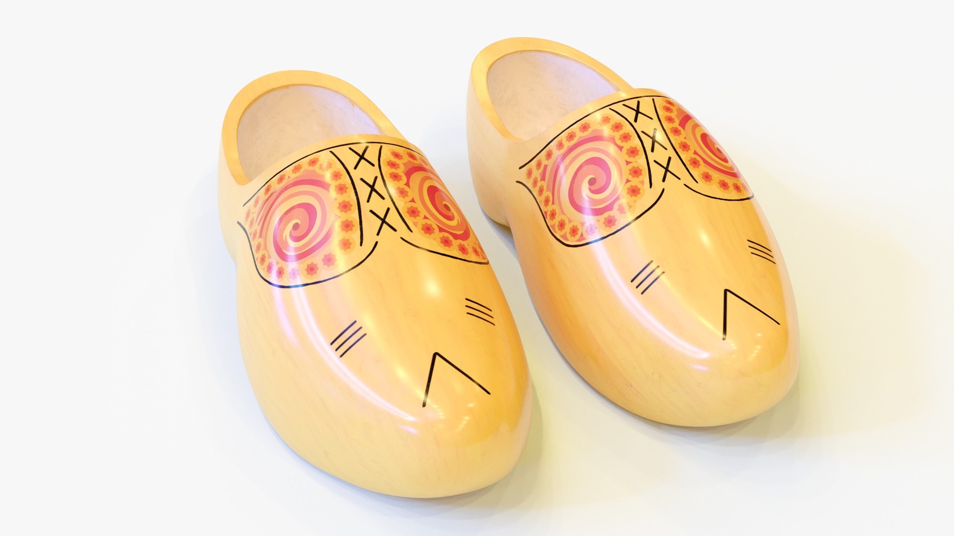 modelo 3d Dutch Wooden Clogs Yellow - TurboSquid 1971893