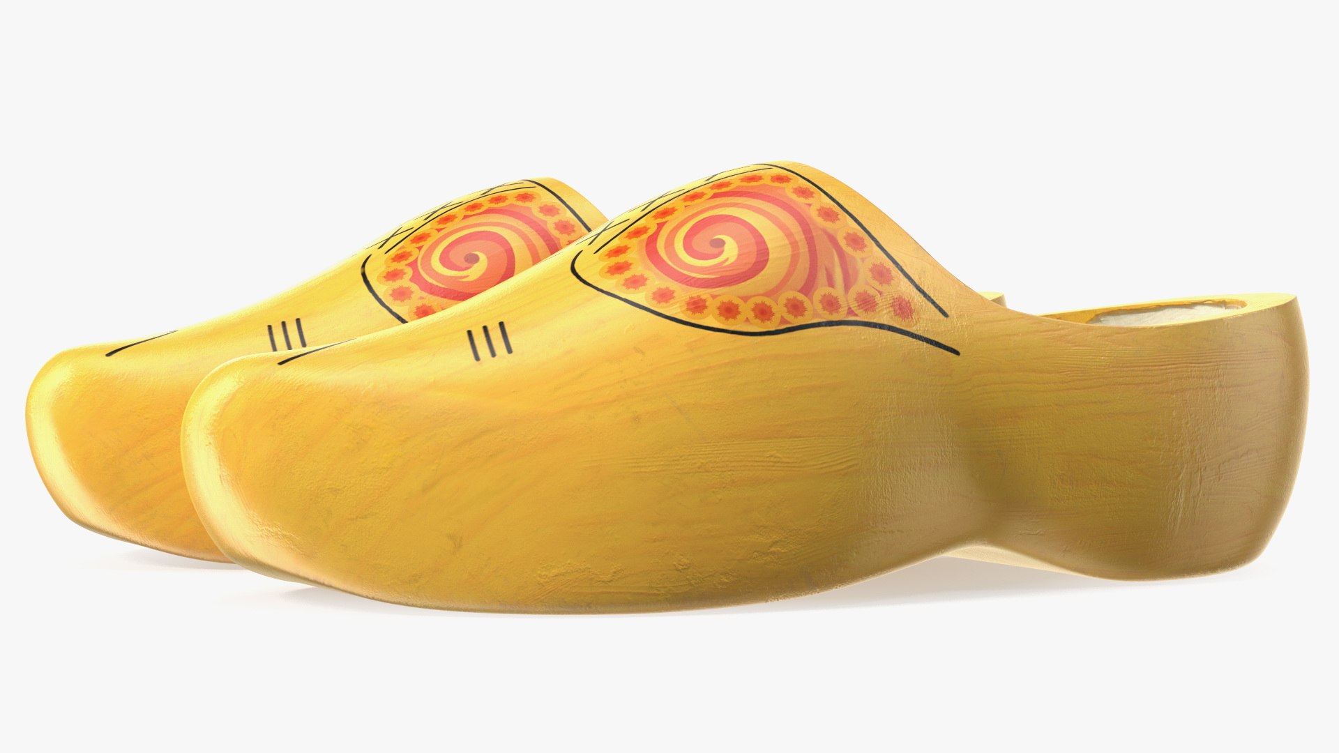 3D Dutch Wooden Clogs Yellow model - TurboSquid 1971893