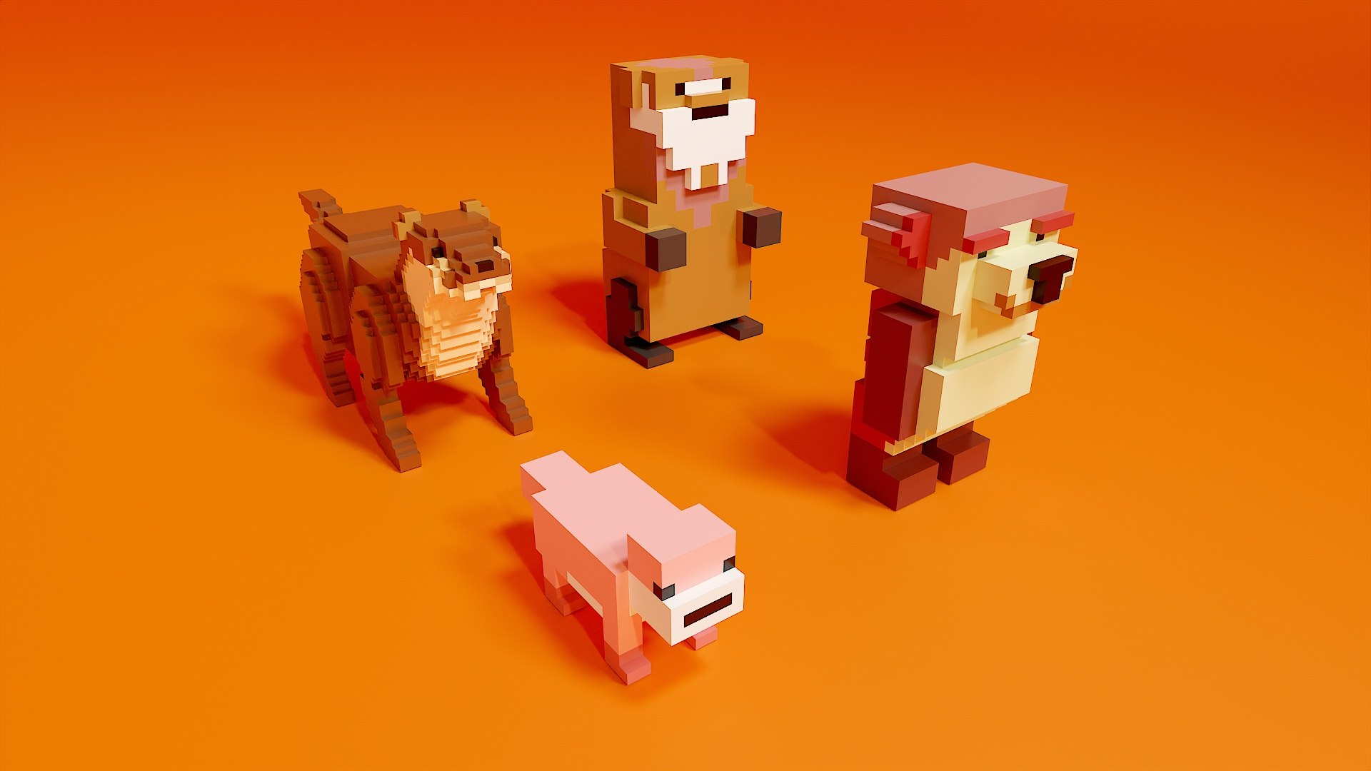 3D Otter Voxel Art Pack 3d Model - TurboSquid 2182614