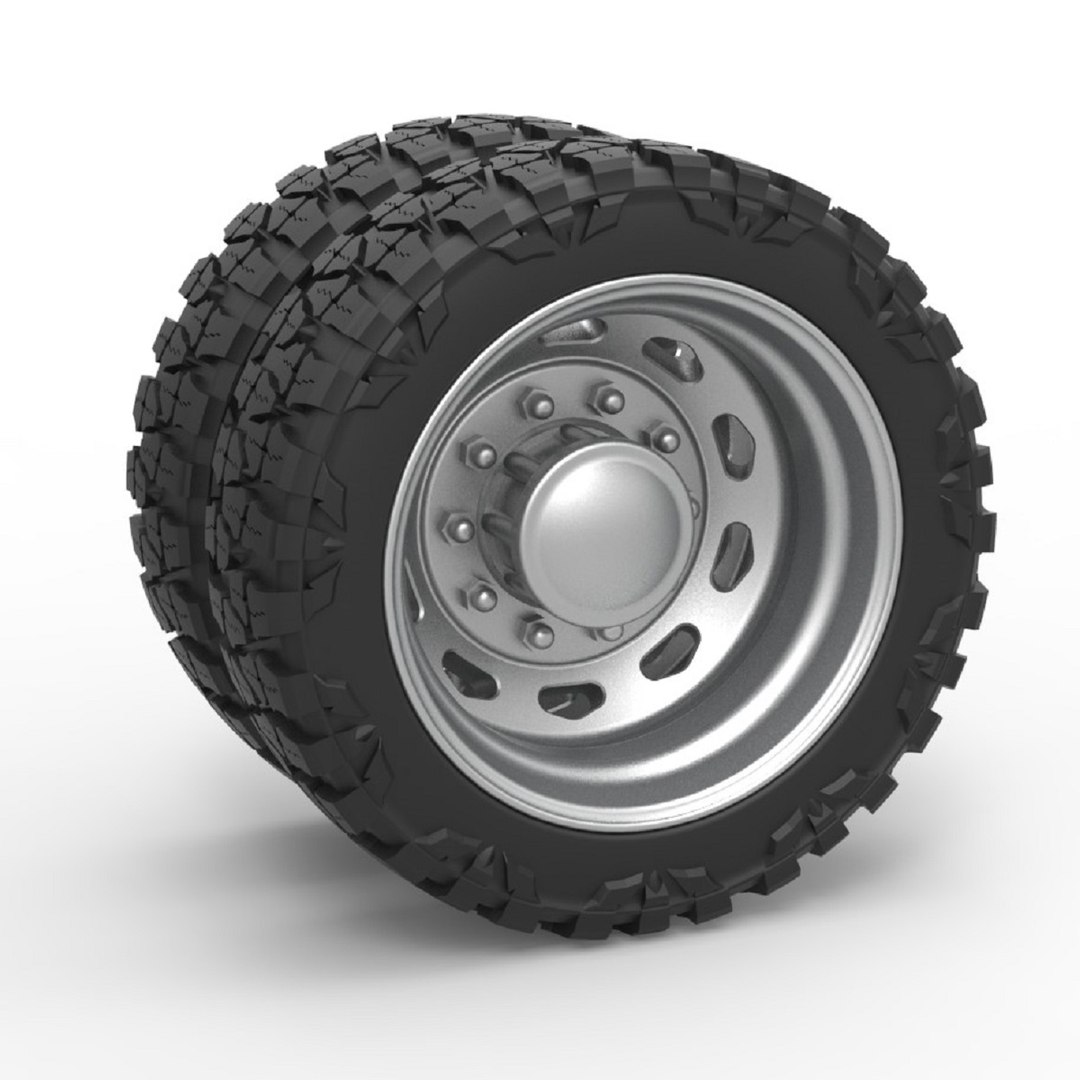 3D model 10 Triangular Hole rear semi wheel for pickup Version 2 Scale ...