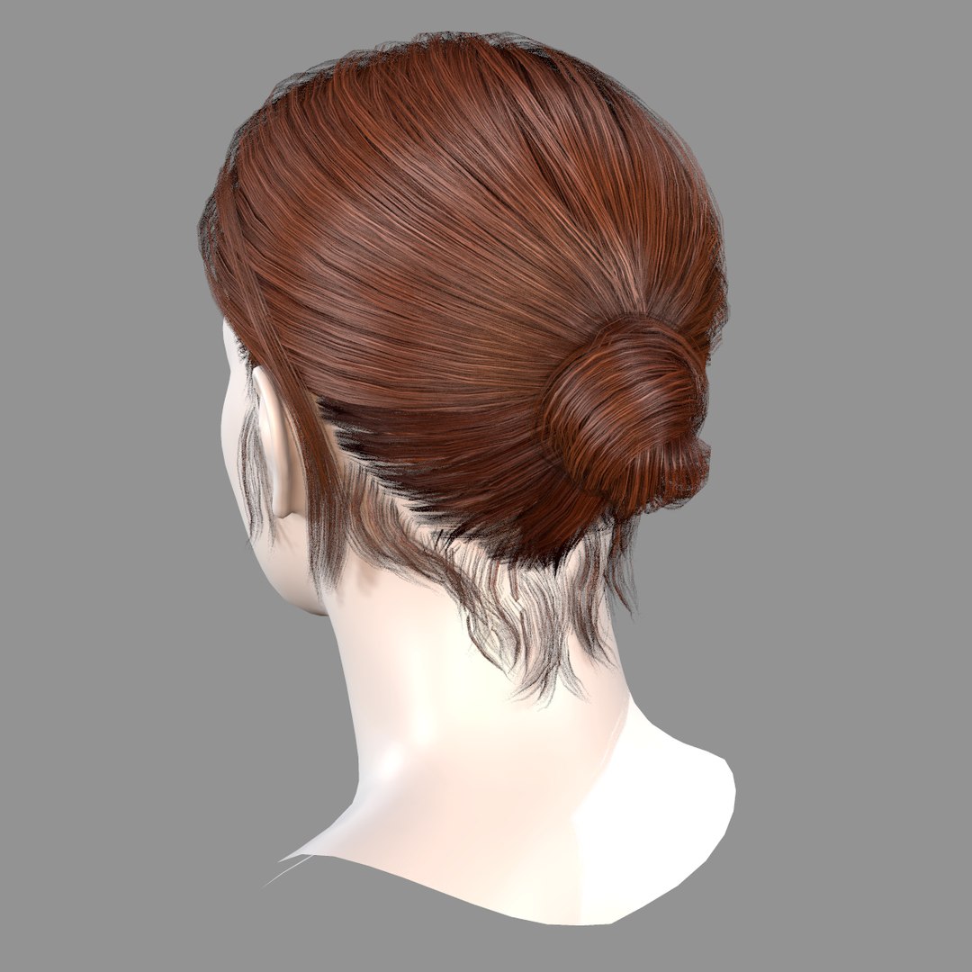 Realtime bun tail hairstyle 3D model - TurboSquid 1555309