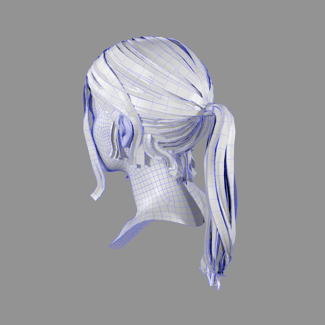 Realtime bun tail hairstyle 3D model - TurboSquid 1555309