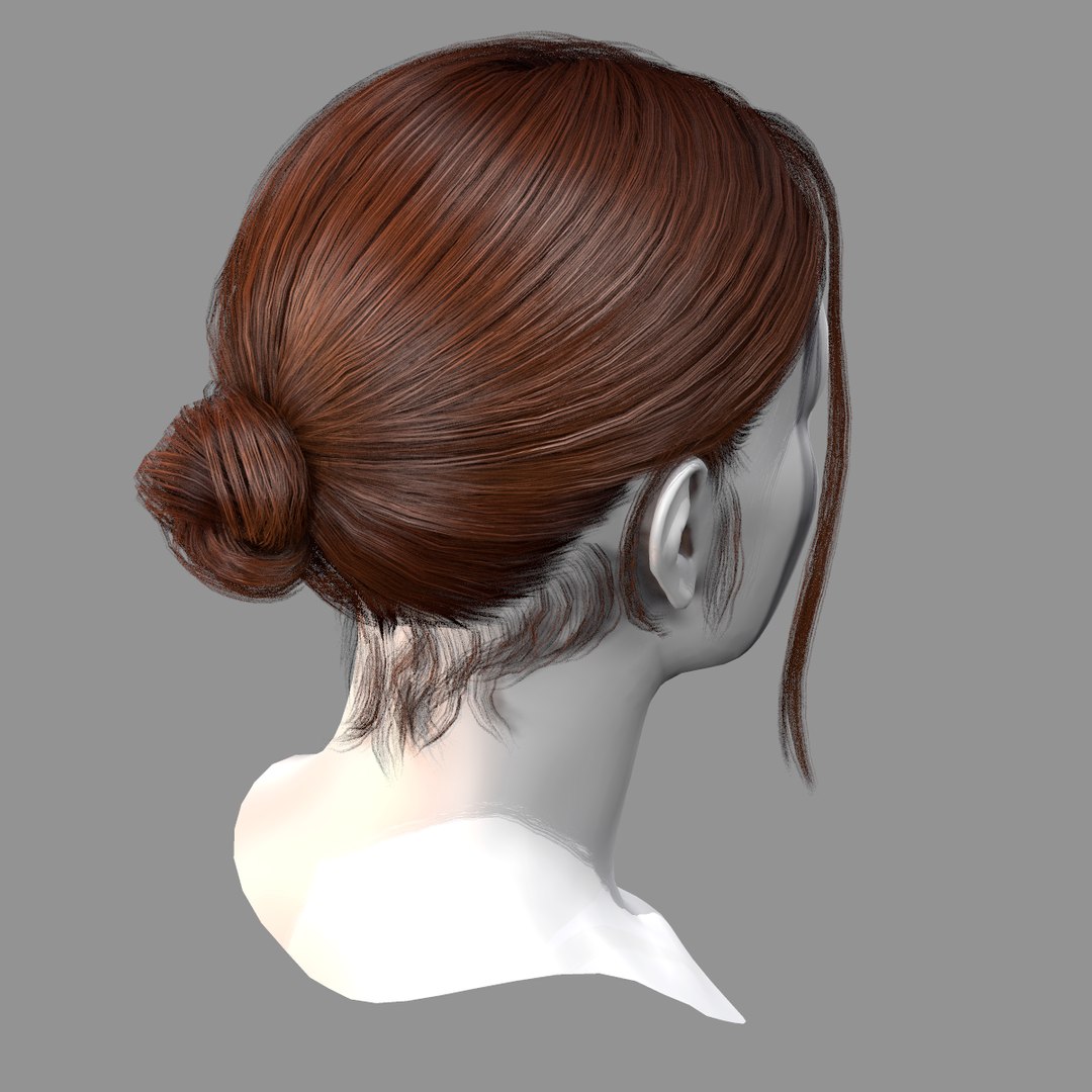 Realtime bun tail hairstyle 3D model - TurboSquid 1555309