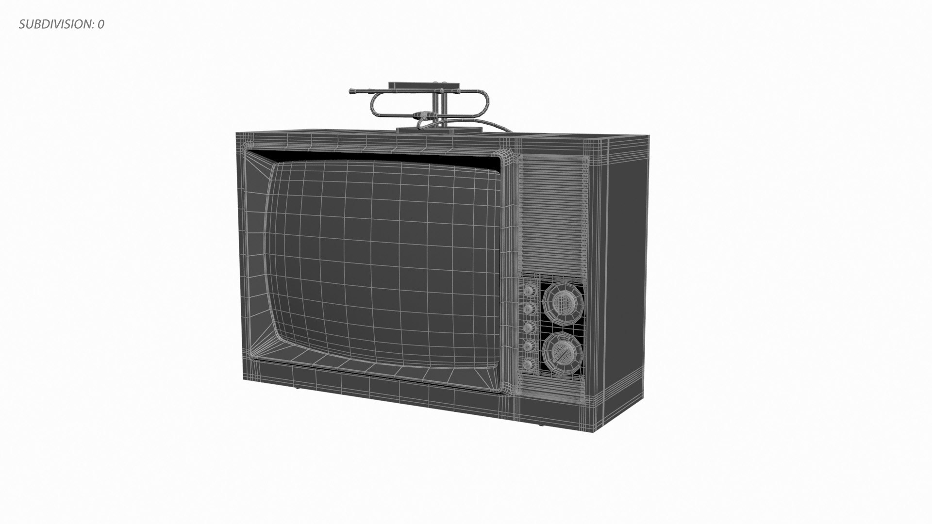 3D Retro TV With Indoor Antenna Model - TurboSquid 2146726