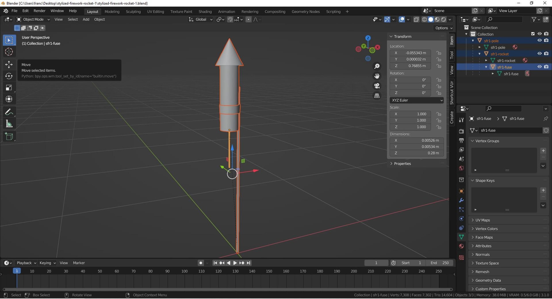 Stylized Firework Rocket 1 3D Model - TurboSquid 1932630