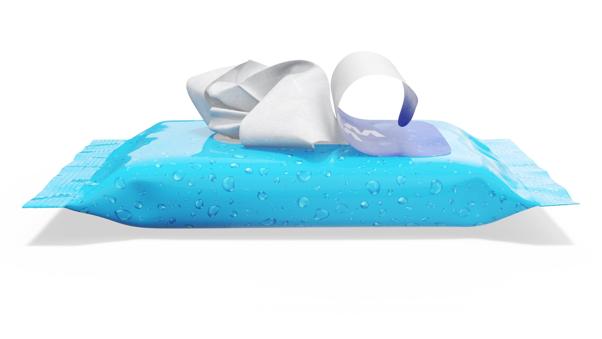 Blue Pack Of Wet Wipes With Napkin Sticking Out 3D - TurboSquid 2230781