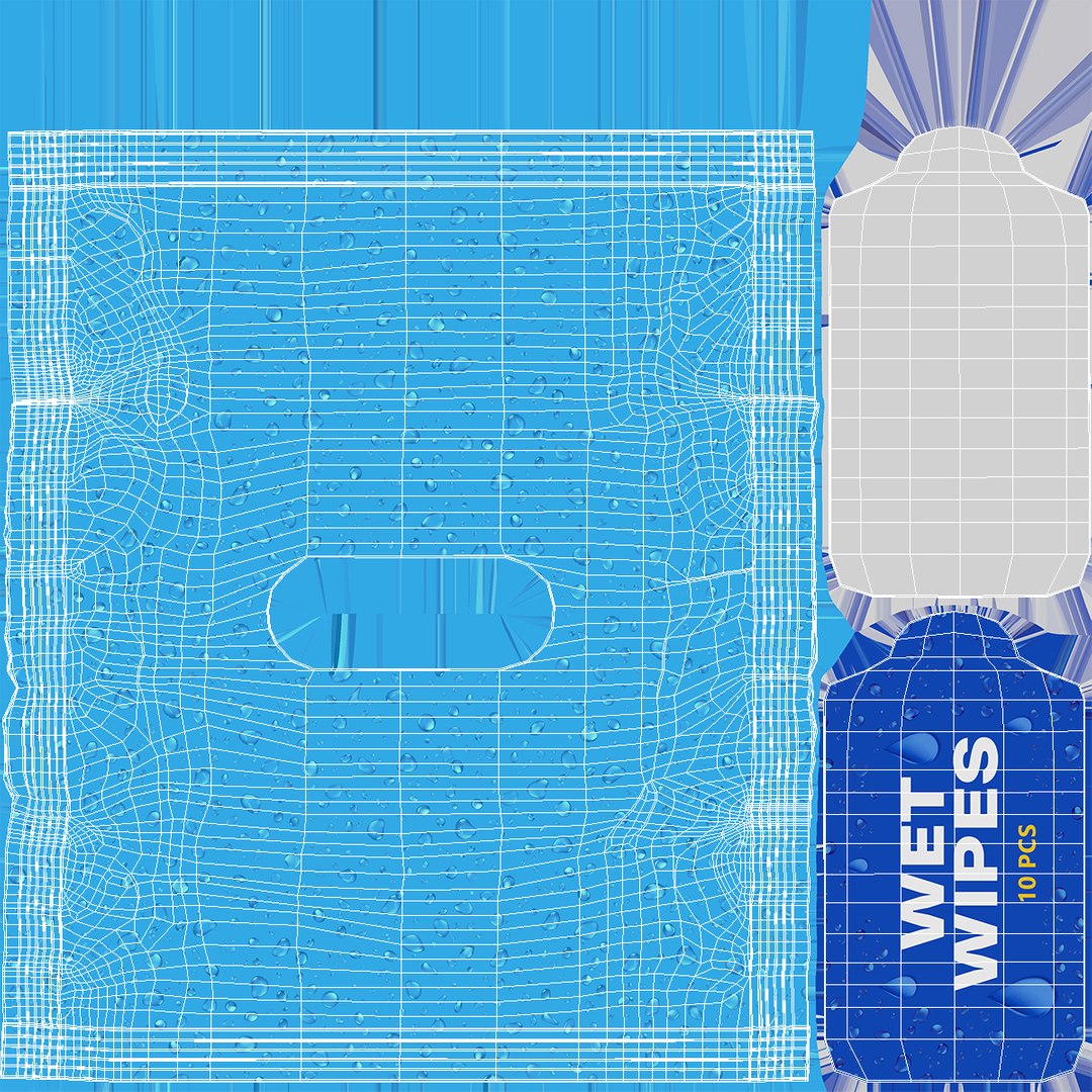 Blue Pack Of Wet Wipes With Napkin Sticking Out 3D - TurboSquid 2230781