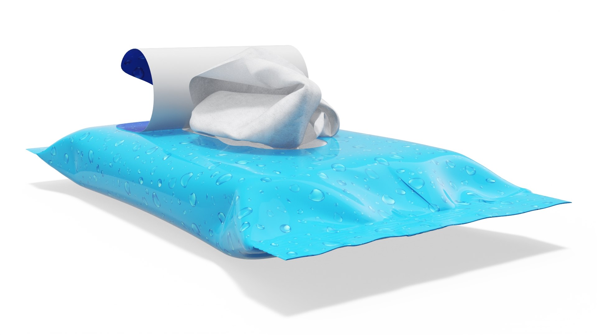 Blue Pack Of Wet Wipes With Napkin Sticking Out 3D - TurboSquid 2230781