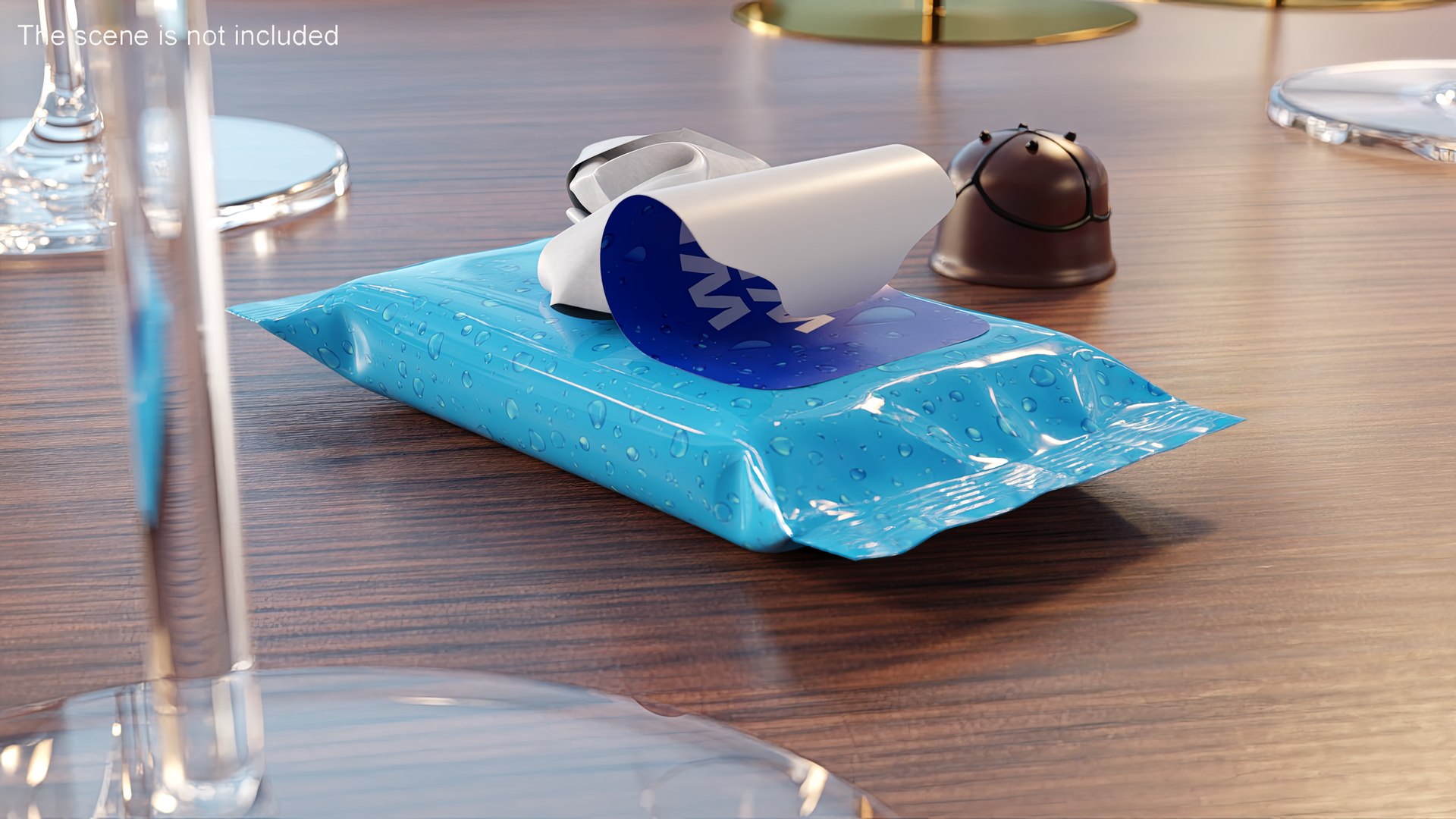 Blue Pack Of Wet Wipes With Napkin Sticking Out 3D - TurboSquid 2230781