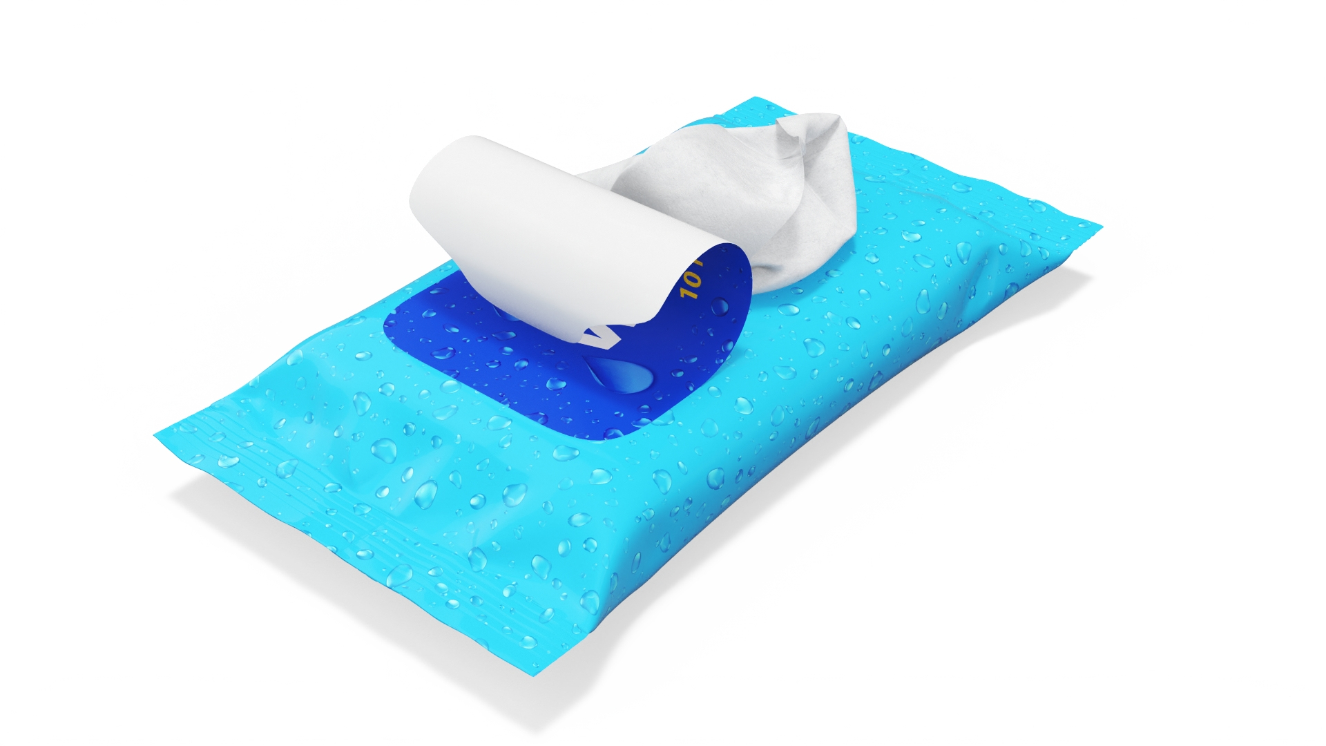 Blue Pack Of Wet Wipes With Napkin Sticking Out 3D - TurboSquid 2230781