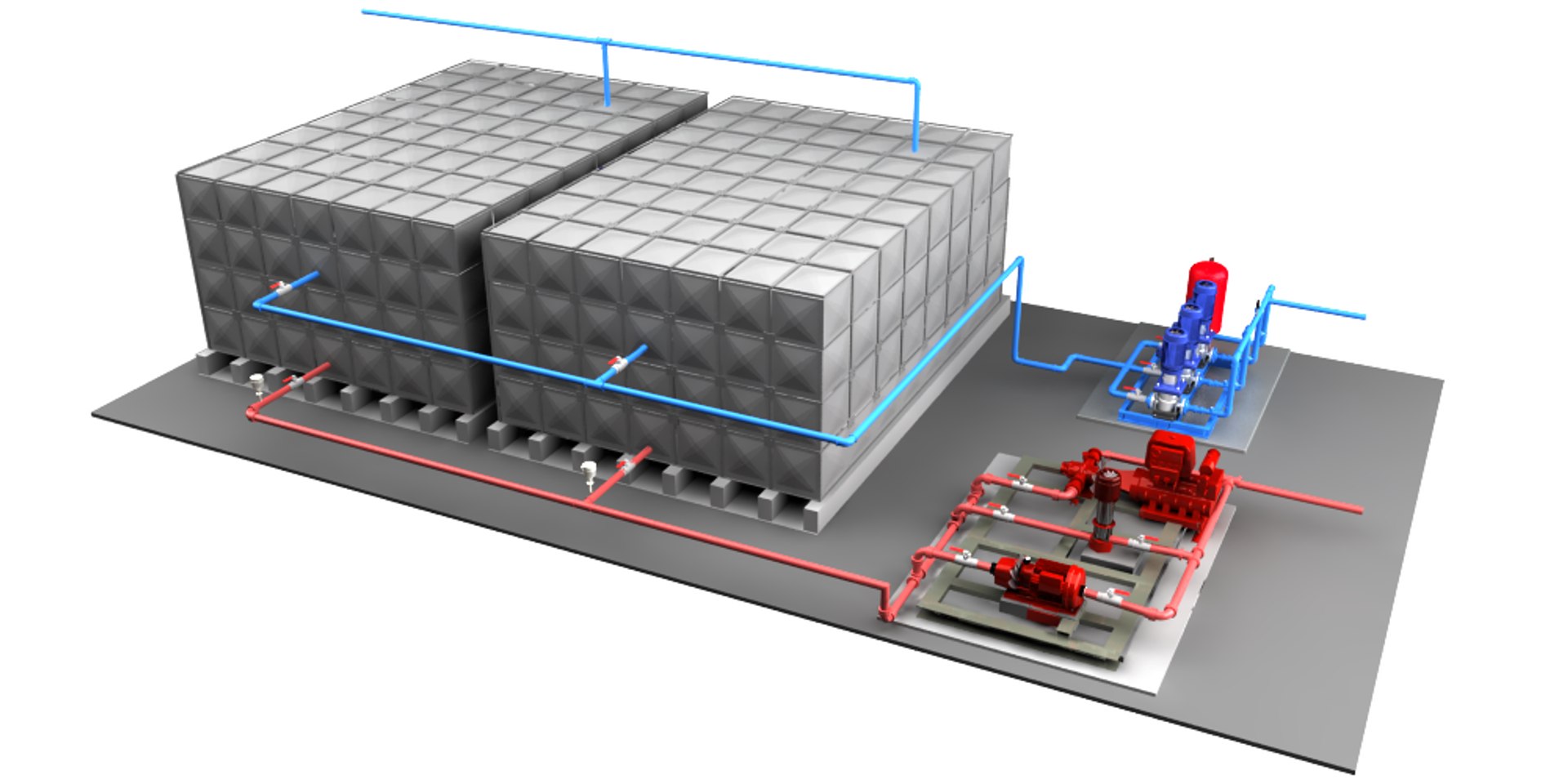 Booster Pumps Rcc Water Tanks 3D Model - TurboSquid 1270090
