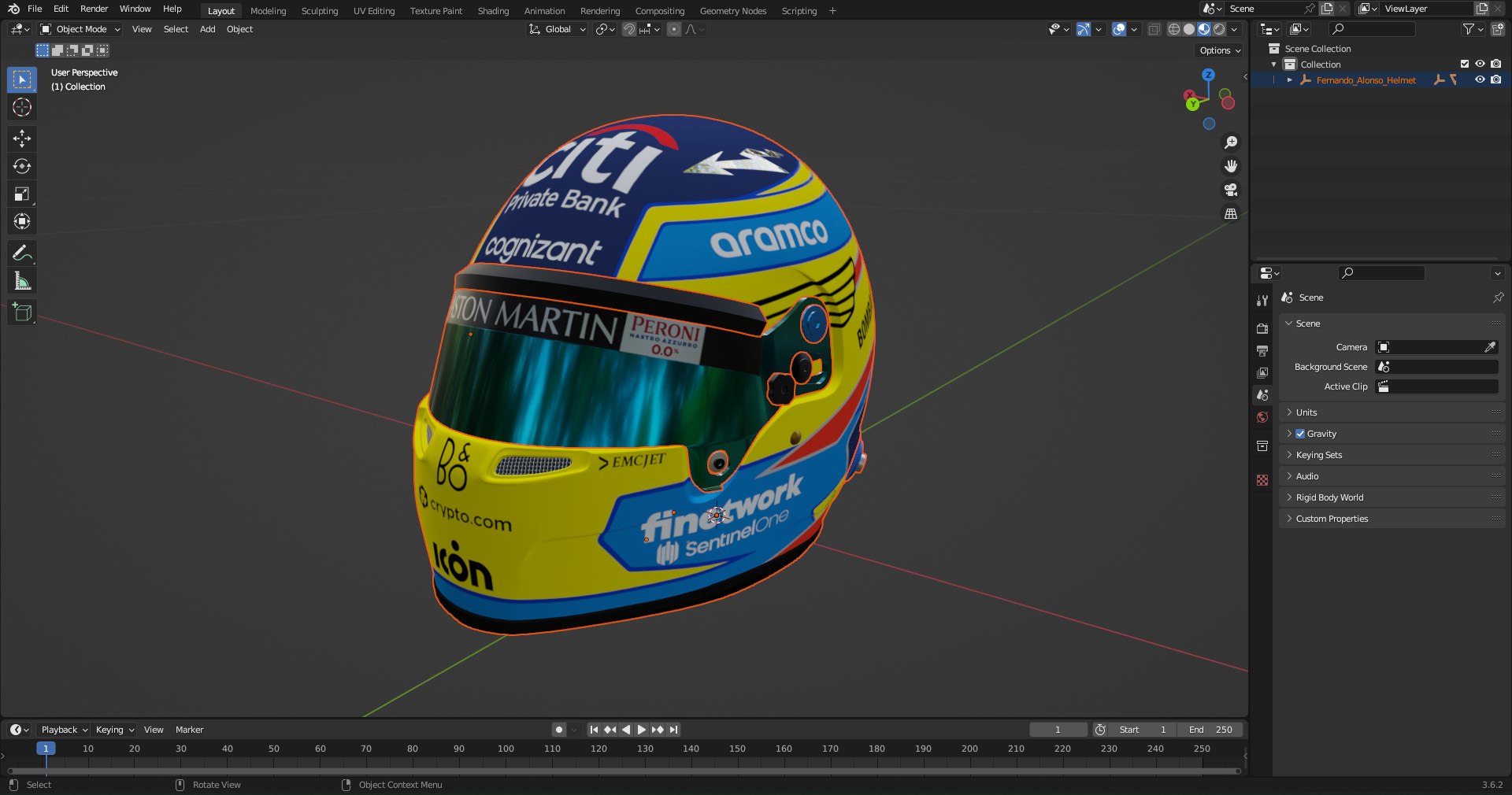 F1 Fernando Alonso Helmet 2023 3D - TurboSquid 2143798