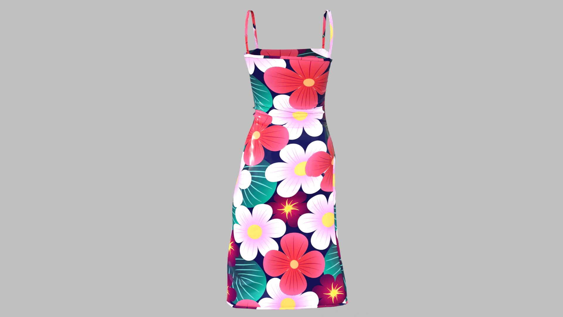 3D Flower Pattern Dress with Side Split - TurboSquid 2112617