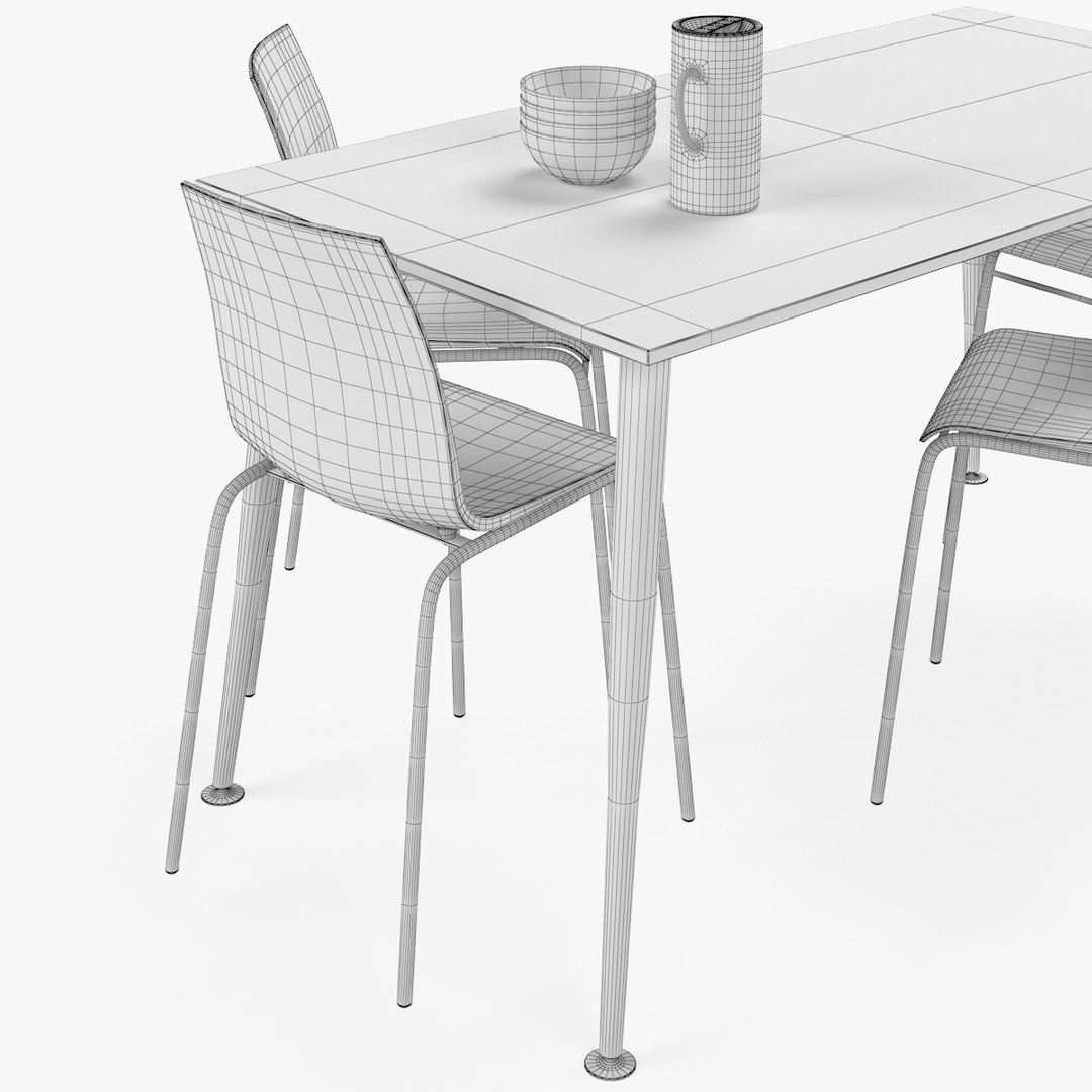 3d dining table set model