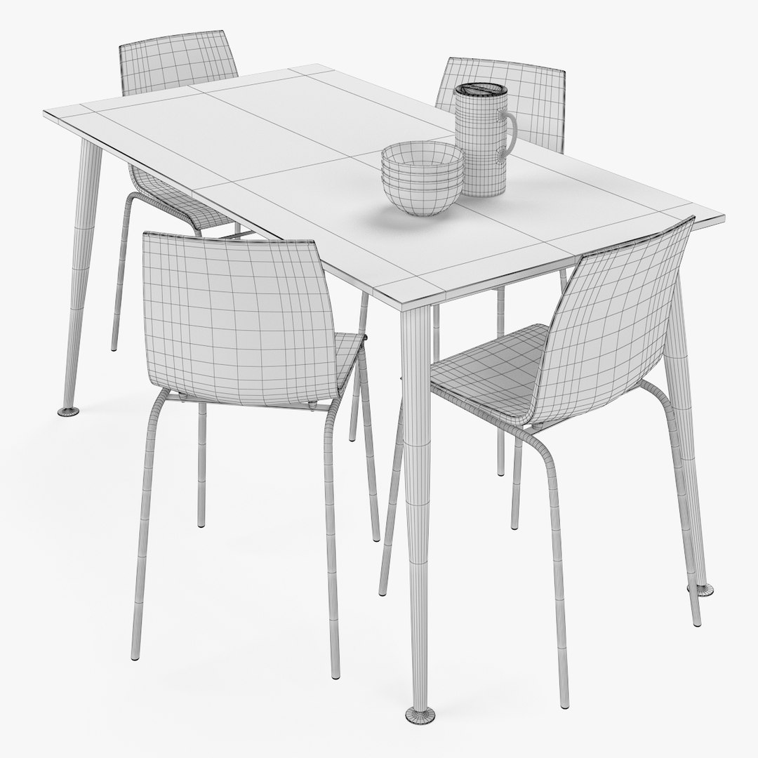 3d dining table set model