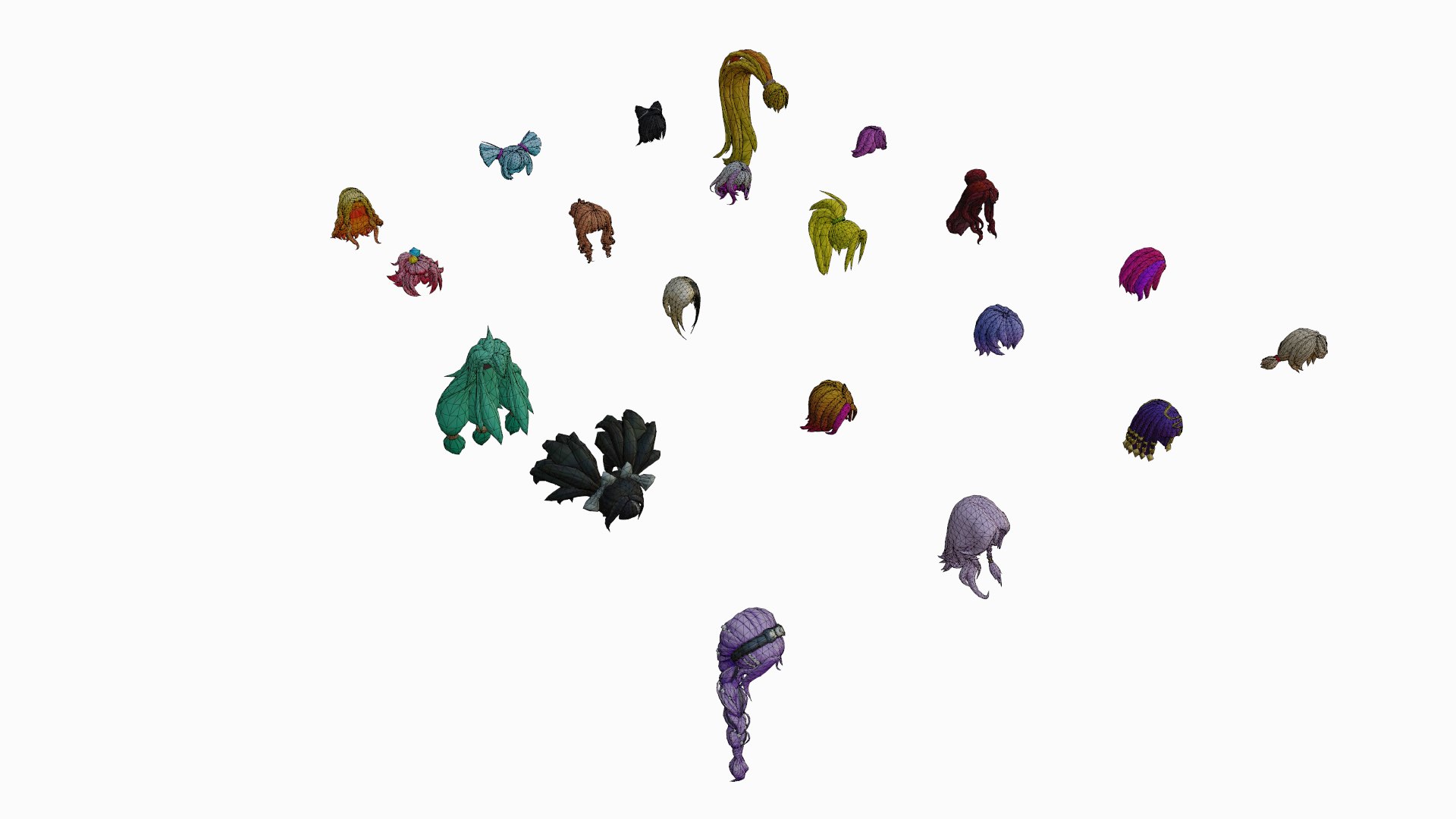 3D 20 Stylized Female Hair Models Pack 1 - Low Poly - TurboSquid 2183714