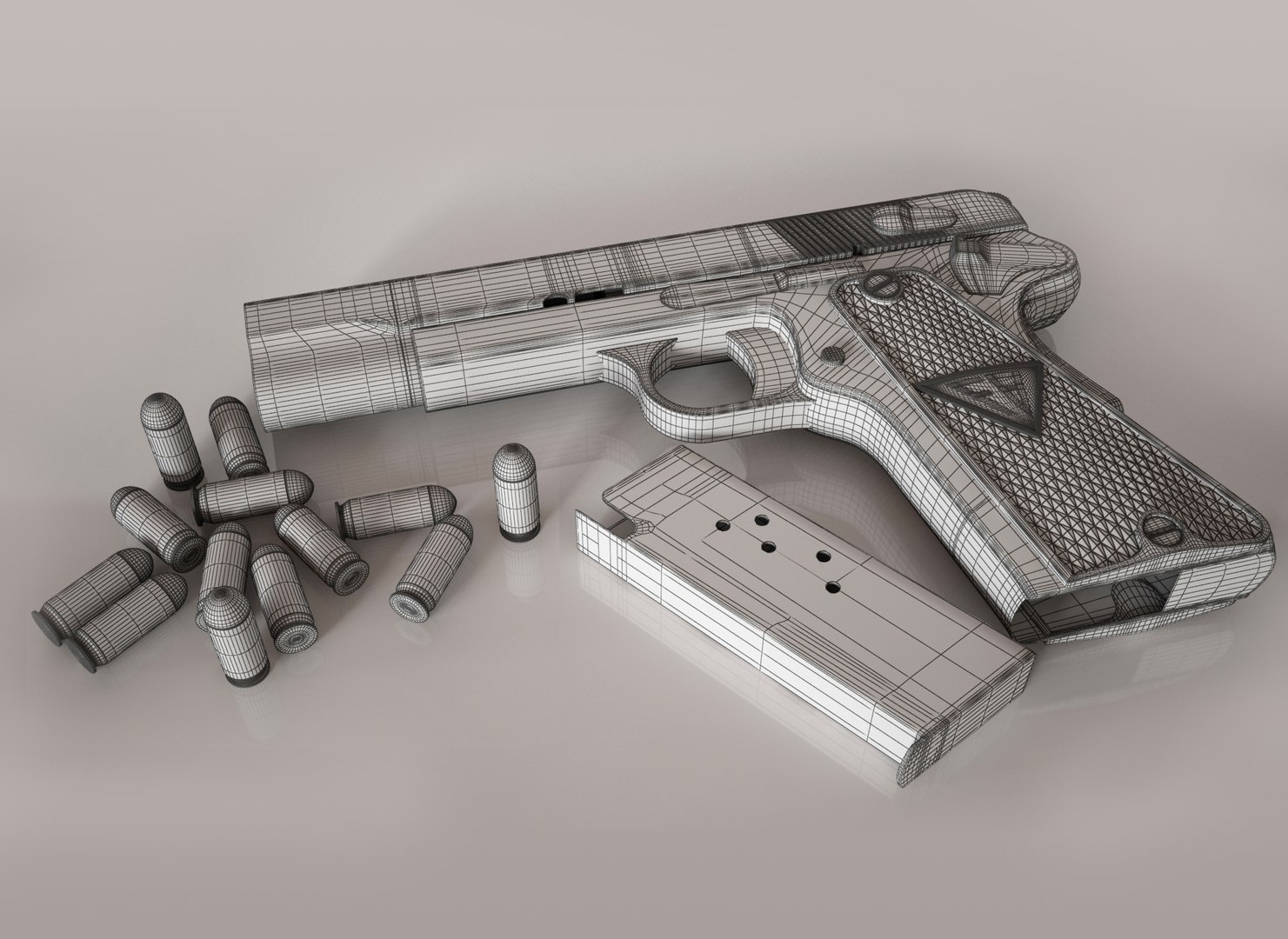 3d model vis w35 gun high-detailed