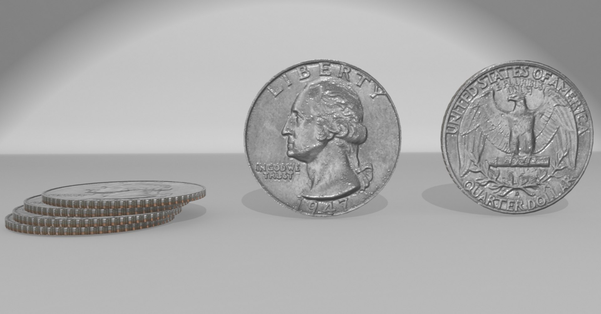 3d Coin Quarter Model