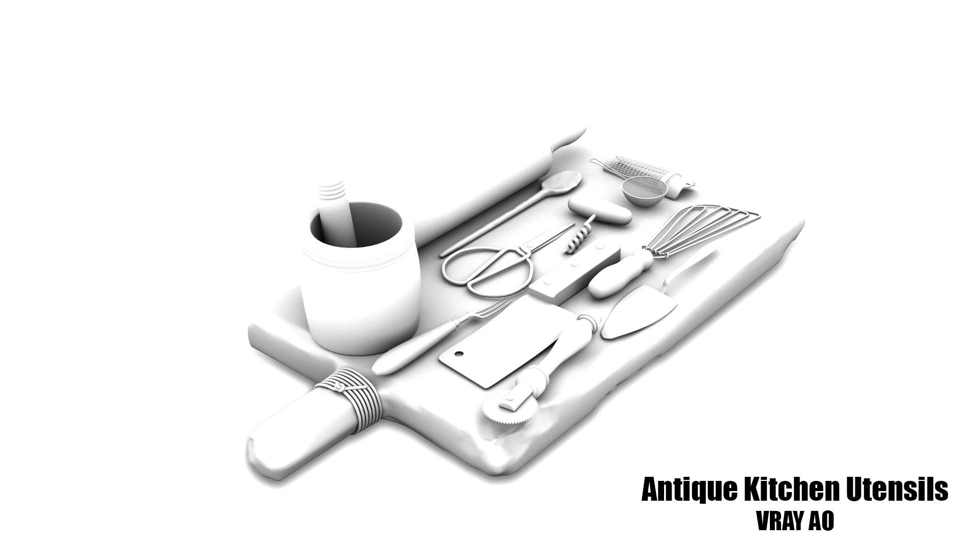 Antique Kitchen Utensils model - TurboSquid 2182300