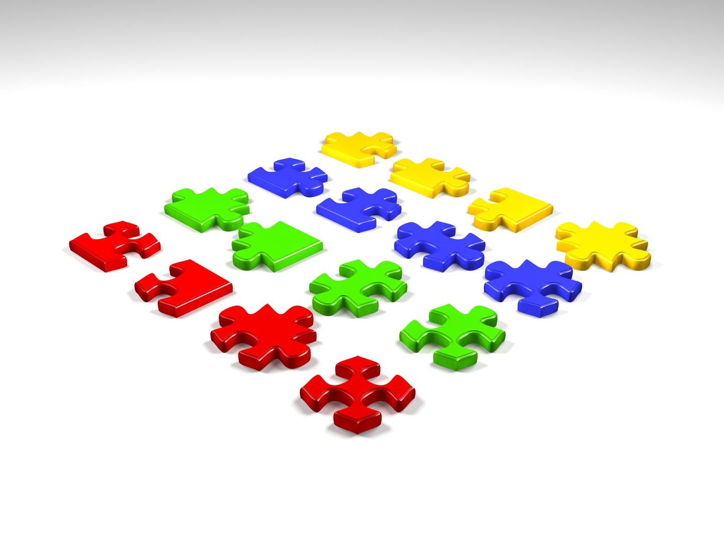 7 Jigsaw Puzzles Different 3d Model