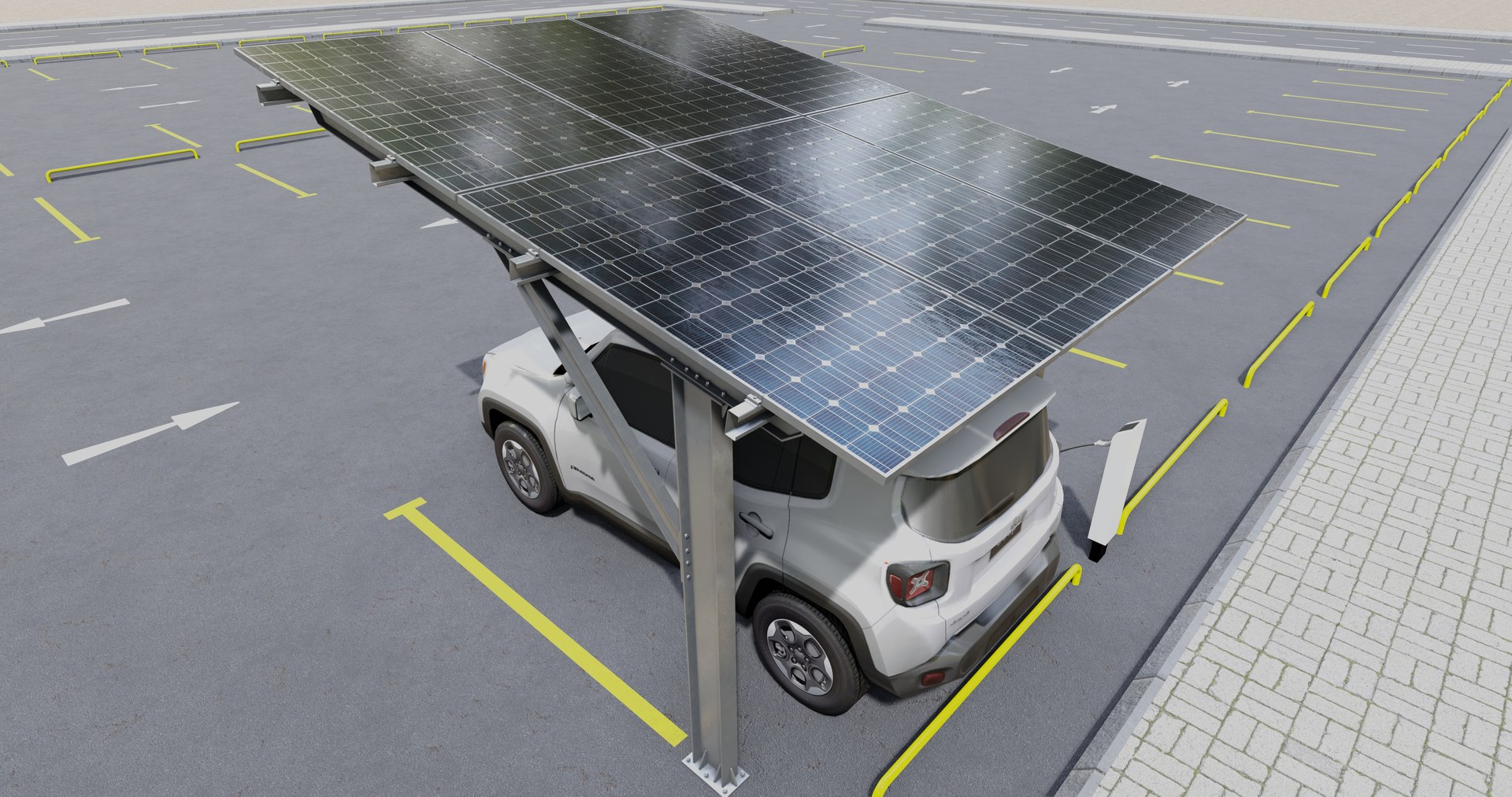 3D Solar Carport Type 1 Model - TurboSquid 2062777