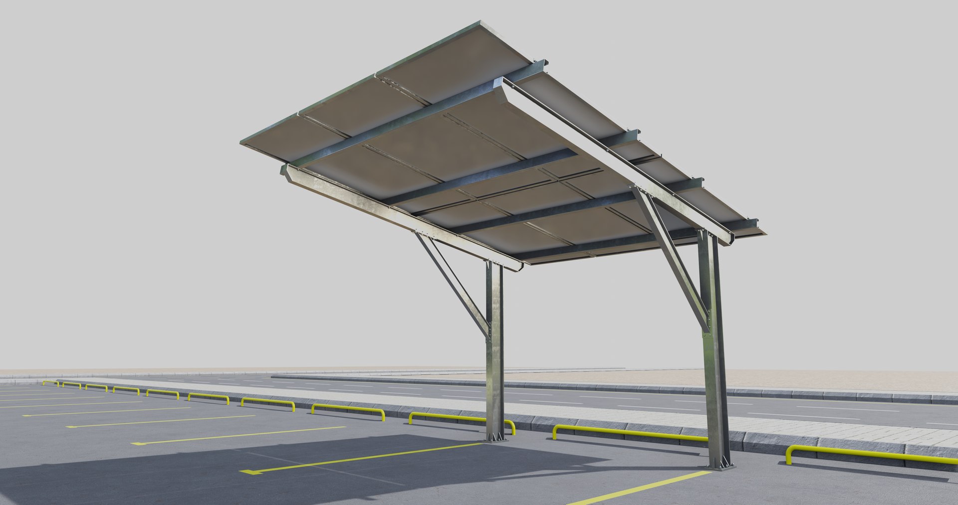3D Solar Carport Type 1 Model - TurboSquid 2062777