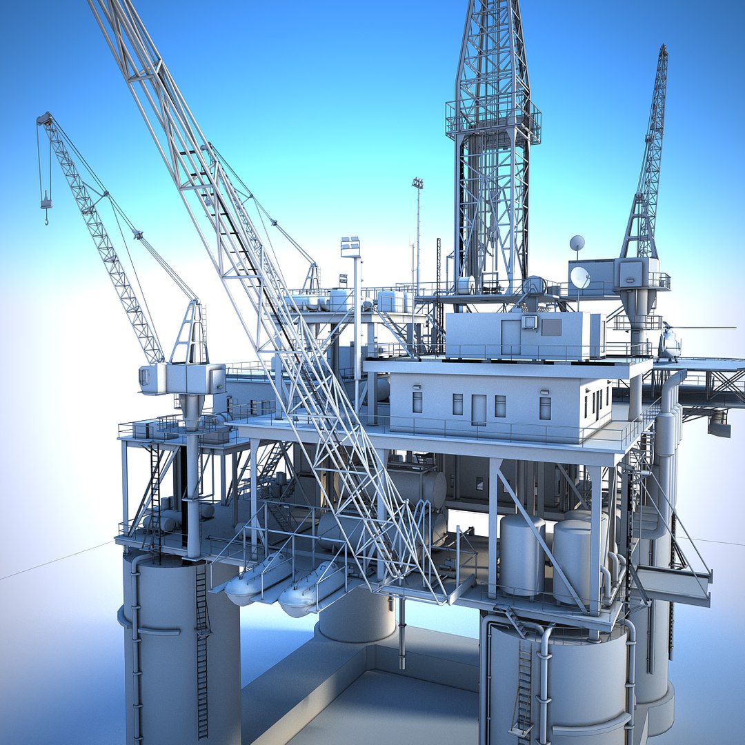 3D oil rig white model - TurboSquid 1391747