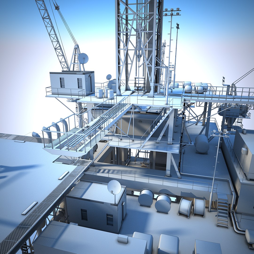 3D oil rig white model - TurboSquid 1391747