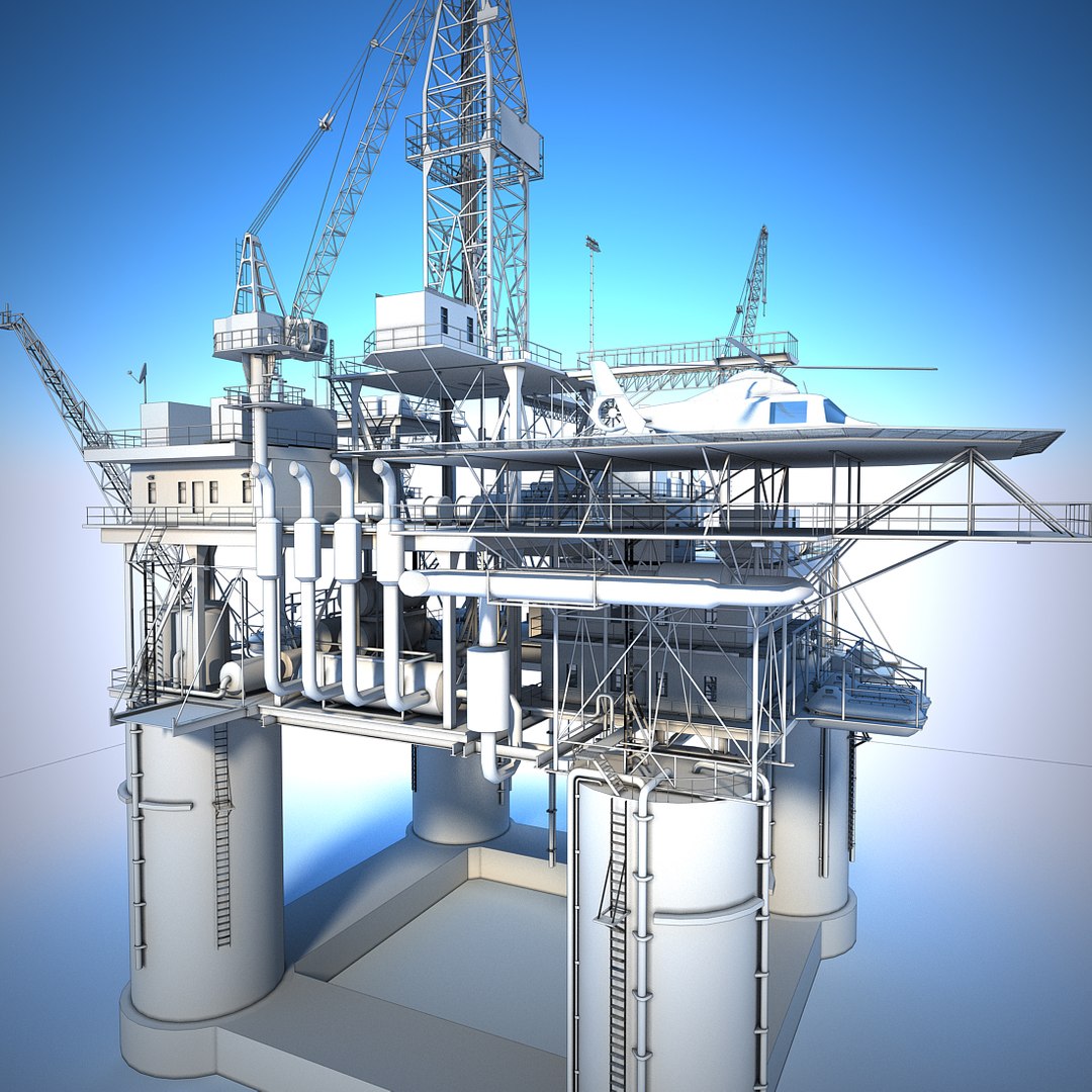 3D oil rig white model - TurboSquid 1391747