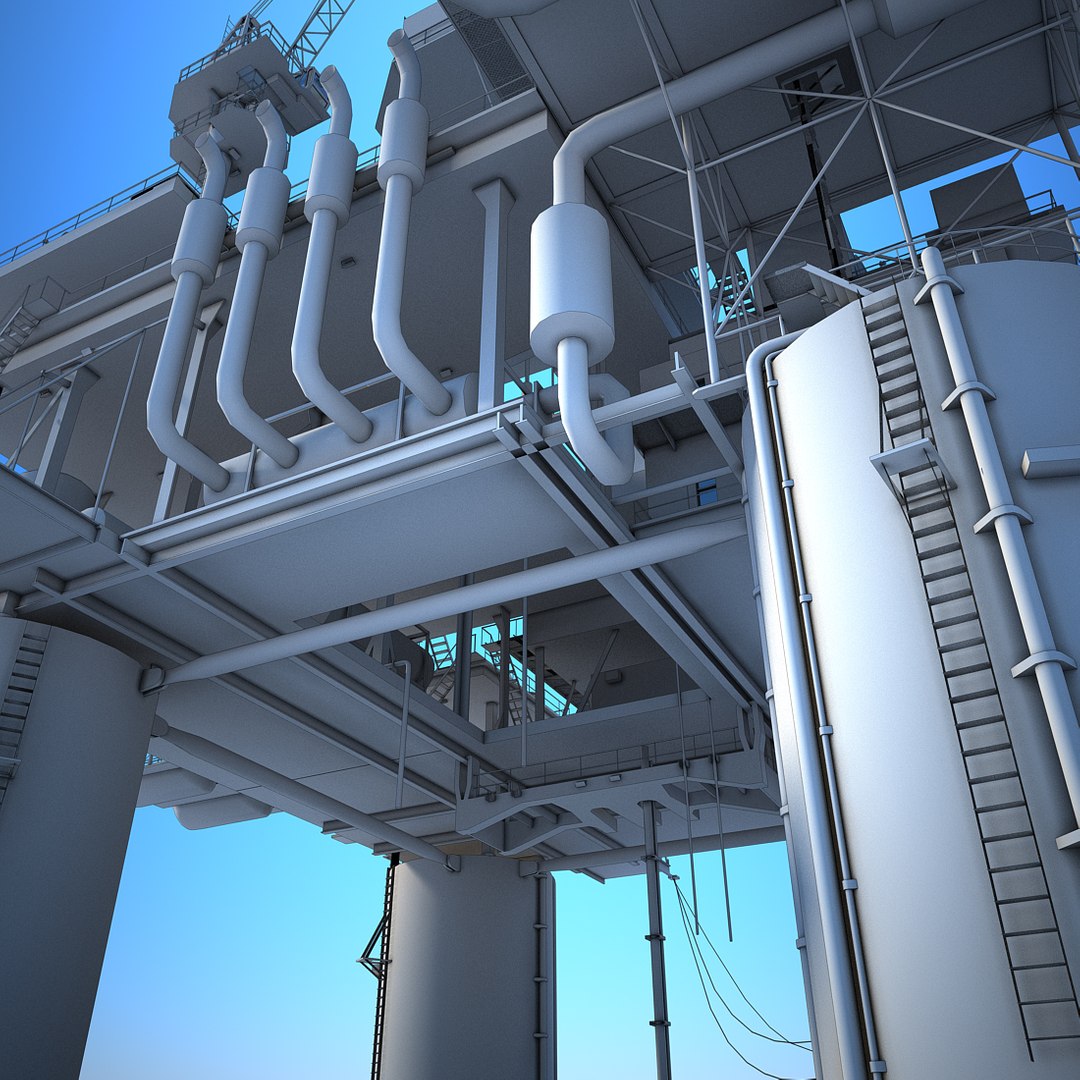 3D oil rig white model - TurboSquid 1391747