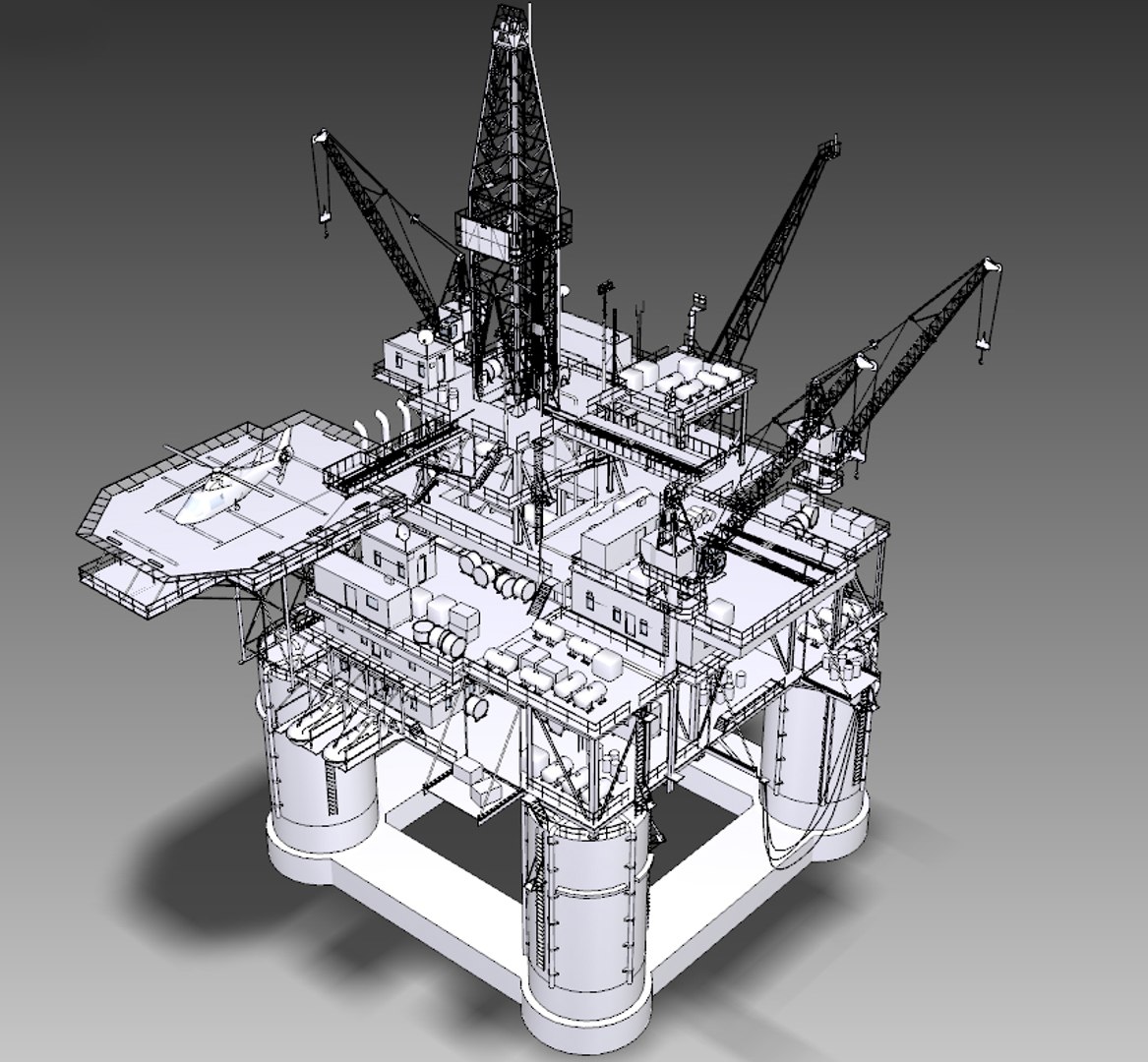 3D oil rig white model - TurboSquid 1391747