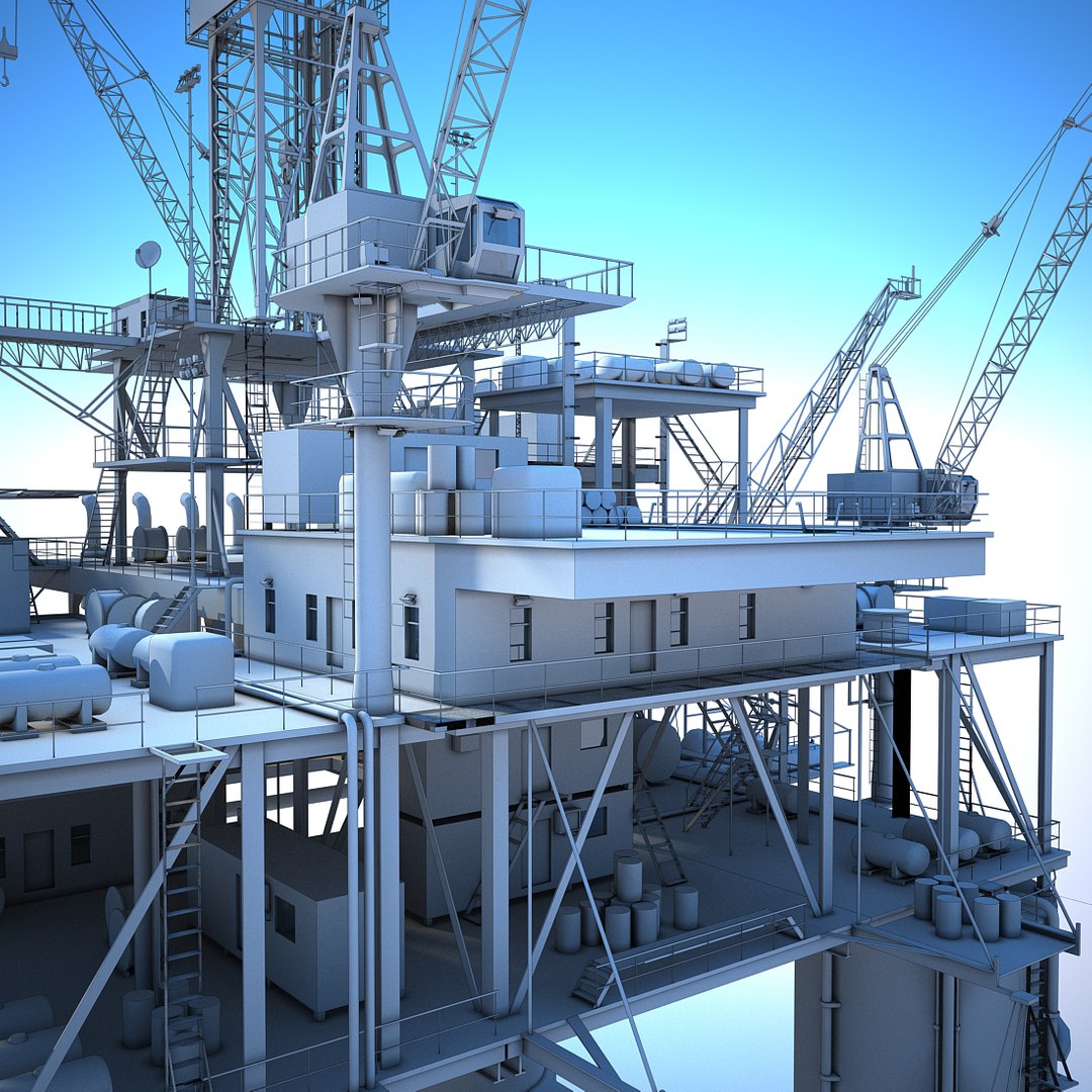 3D oil rig white model - TurboSquid 1391747