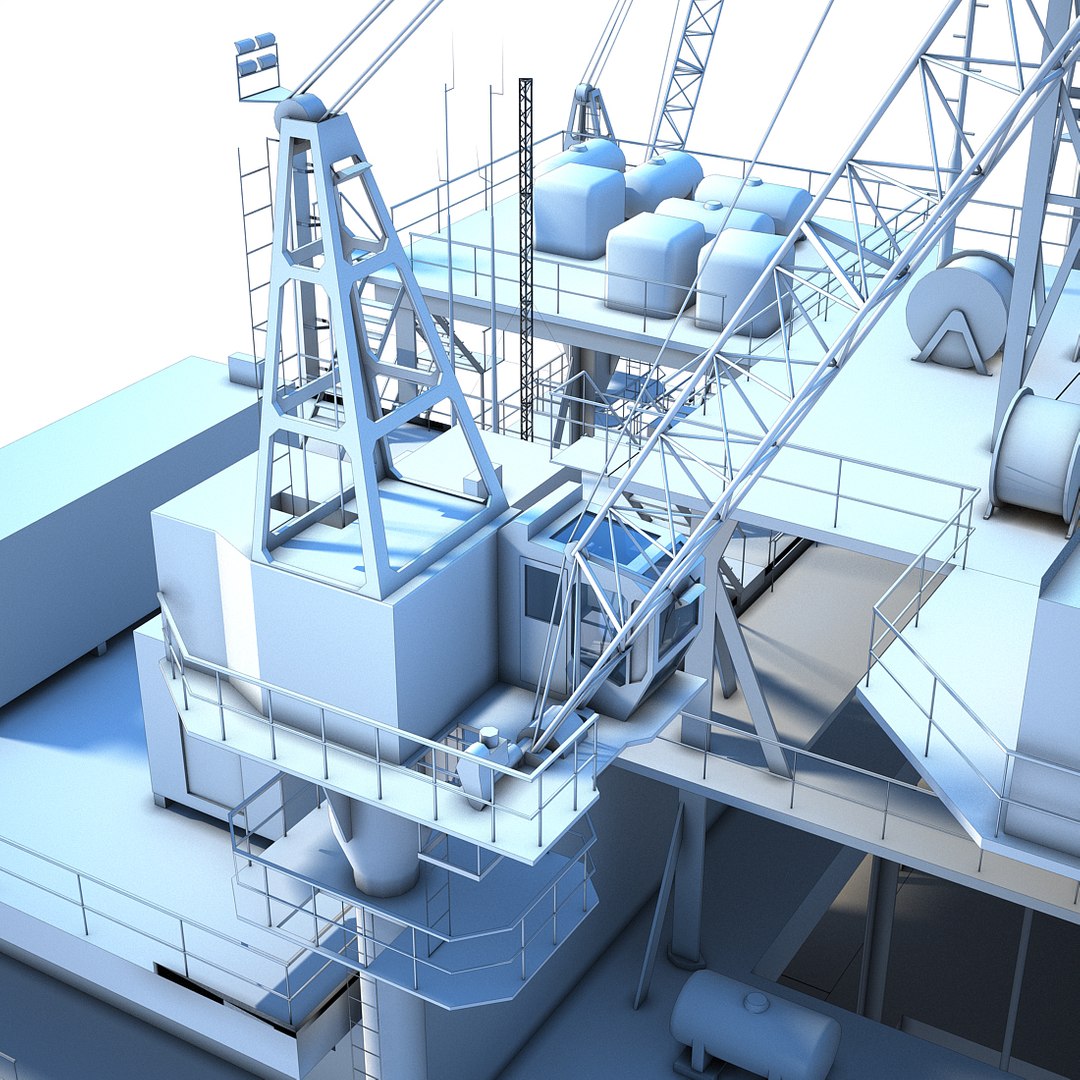 3D oil rig white model - TurboSquid 1391747