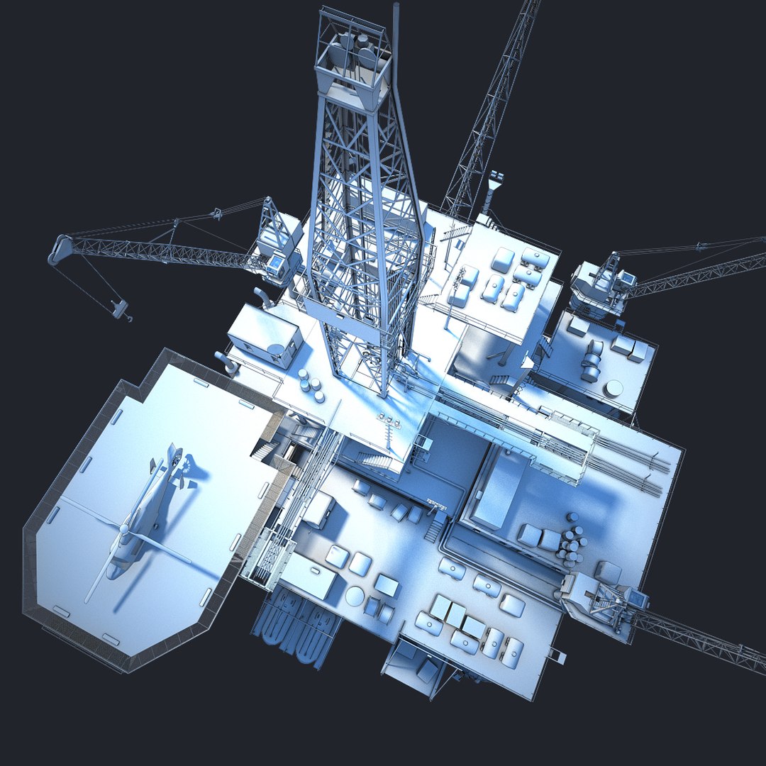 3D oil rig white model - TurboSquid 1391747