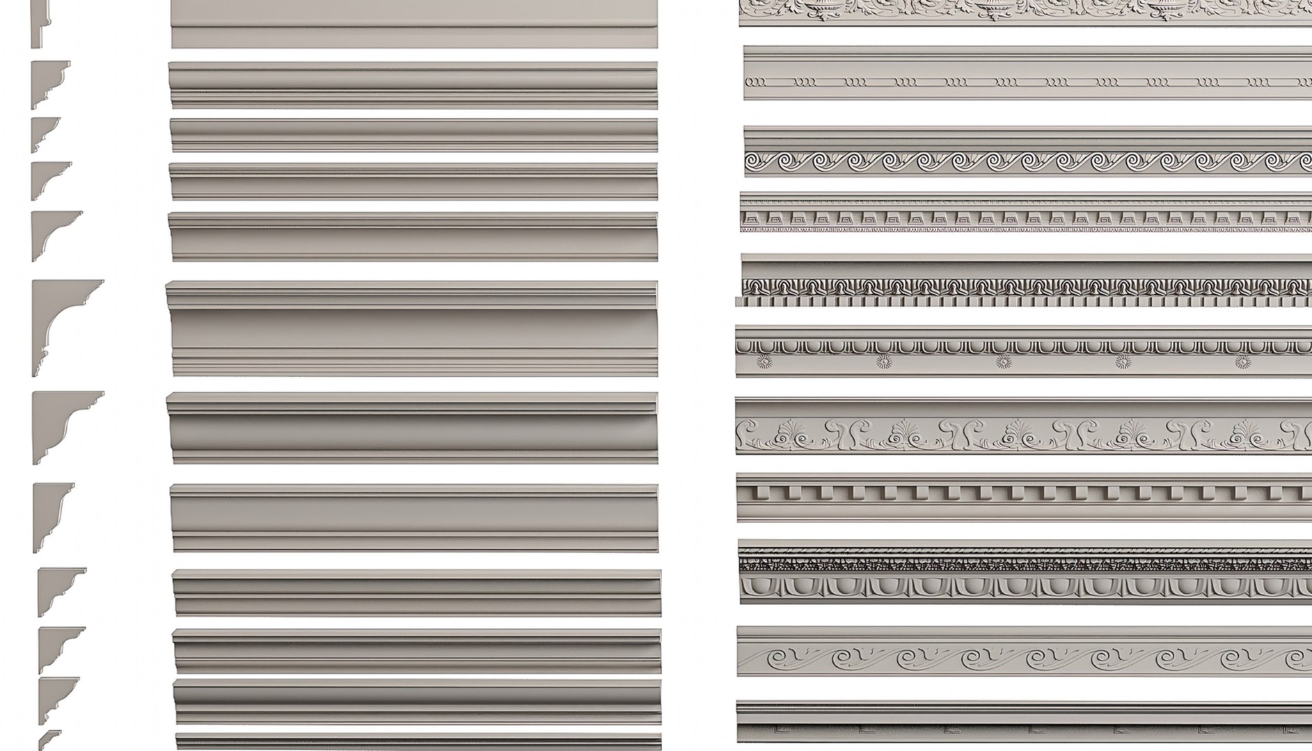 Gypsum Carving Gypsum Line Plaster Line Molding Scroll 3D - TurboSquid ...