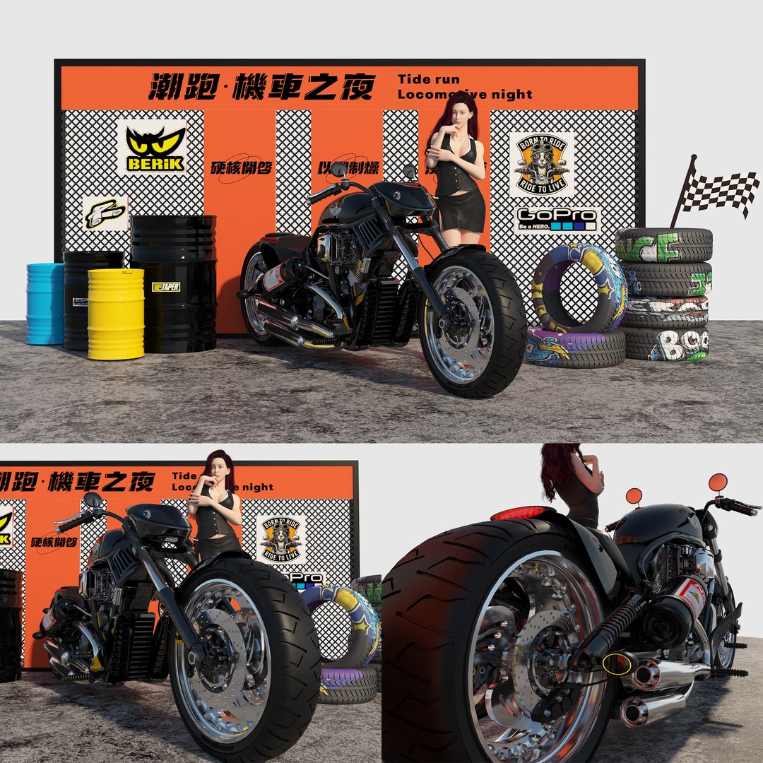 3D Motorcycle Exhibition Activity Layout Model - TurboSquid 2158315