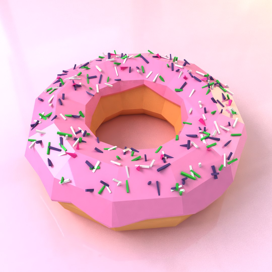 3D Low Poly Cartoon Donut 01 Model - TurboSquid 2030209
