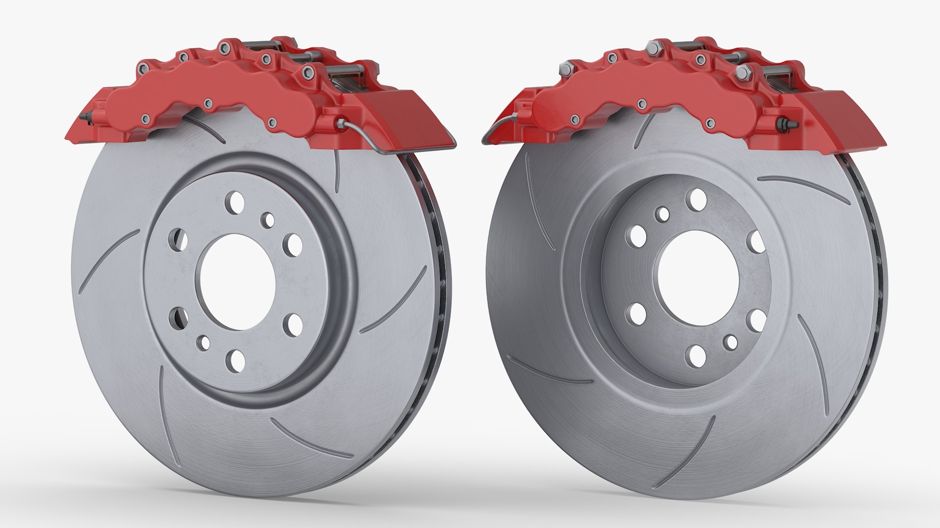 3D Slotted Brake Disc With Red Performance Caliper - TurboSquid 2389331