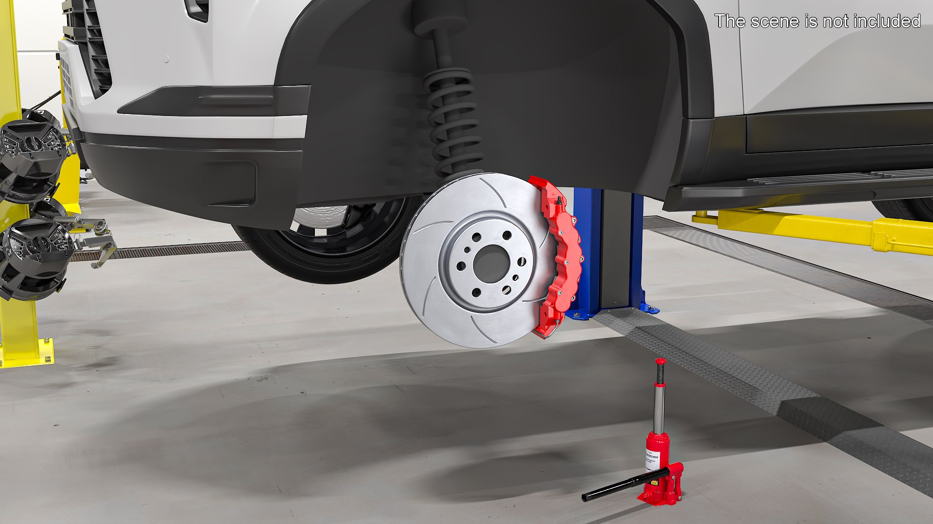 3D Slotted Brake Disc With Red Performance Caliper - TurboSquid 2389331