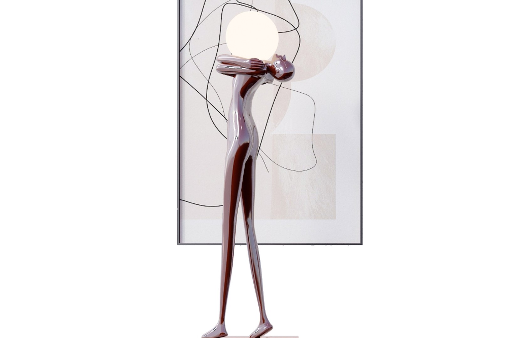 3D Modern minimalist sculpture hanging painting model - TurboSquid 2058099
