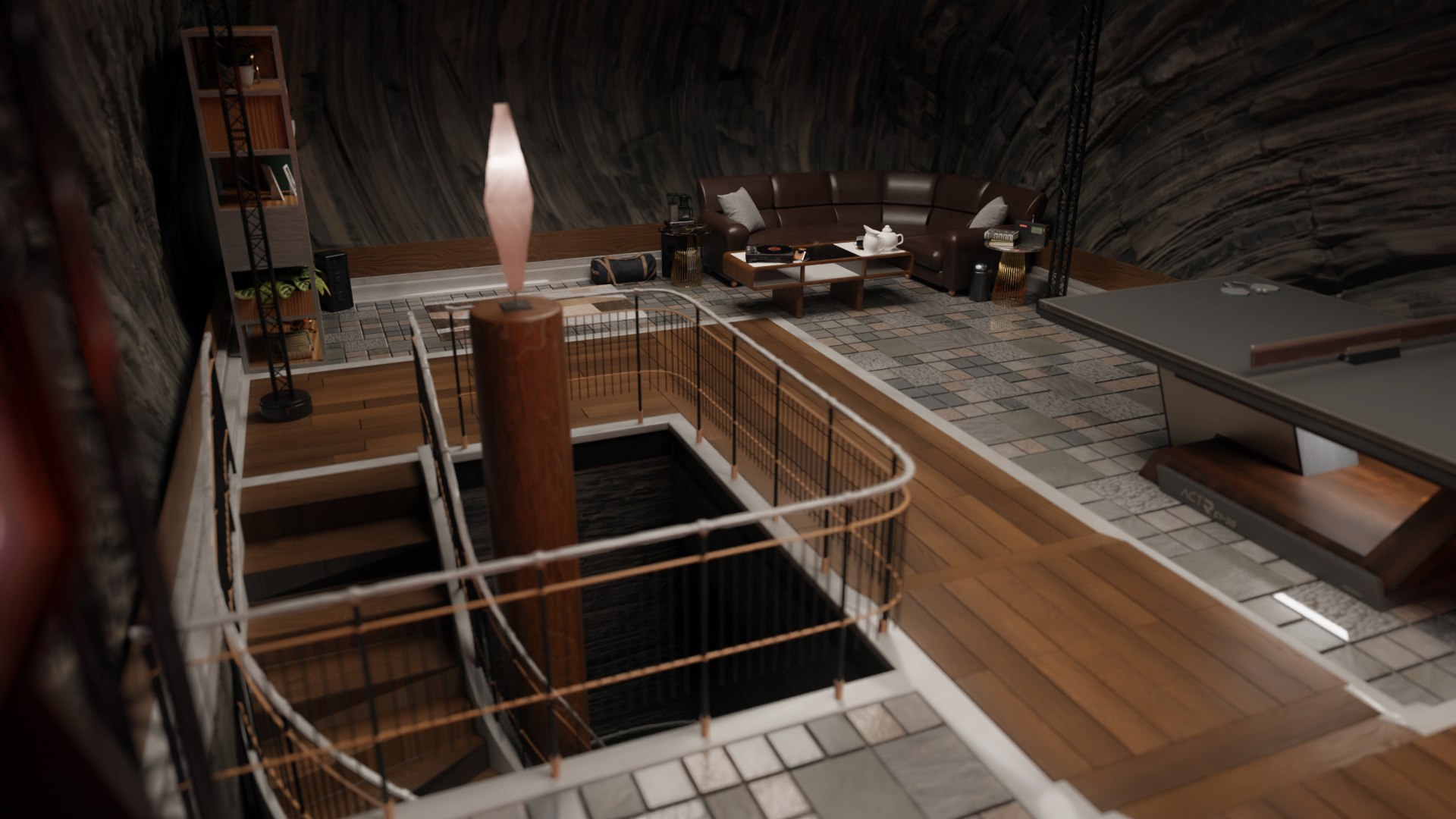 Mountainside Cave House Interior And Balcony Scene Model - TurboSquid ...