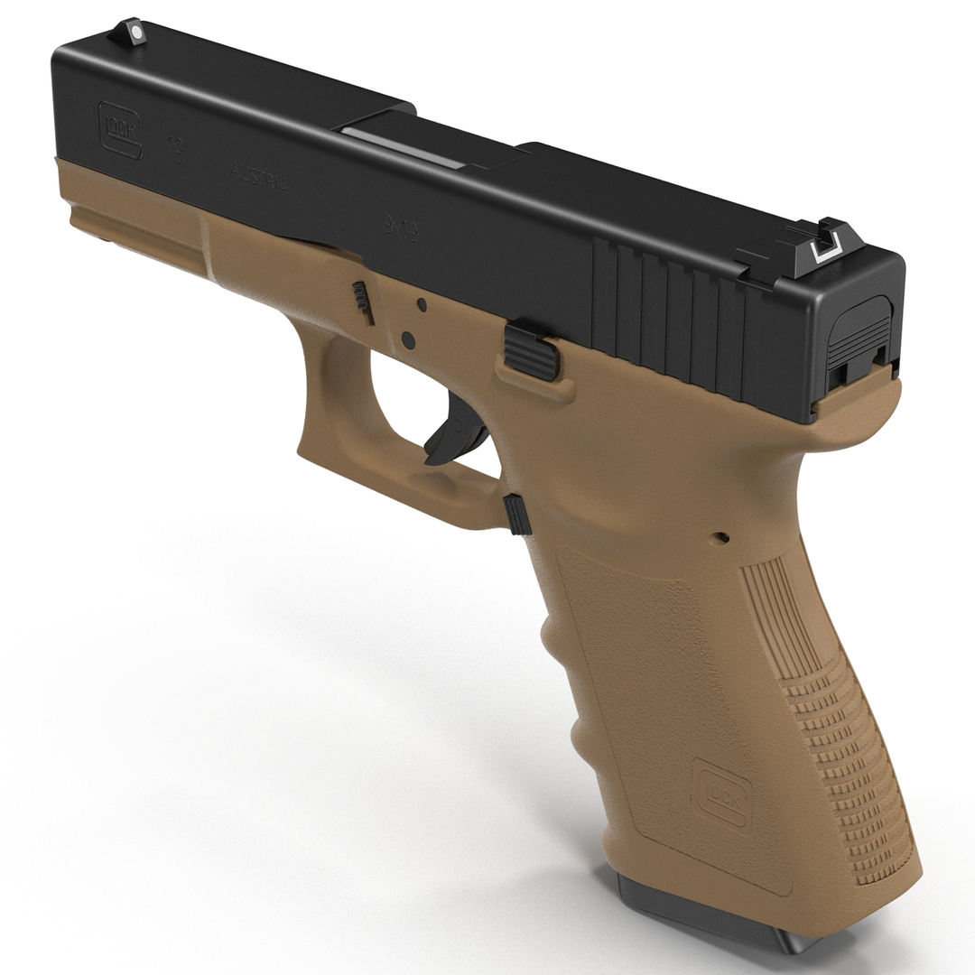 3d model of compact pistol glock 19
