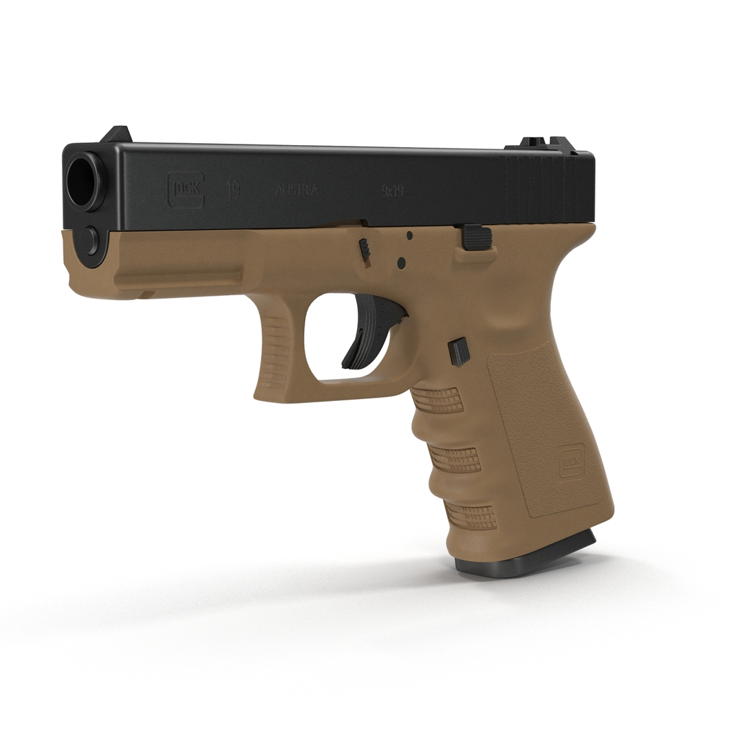 3d model of compact pistol glock 19