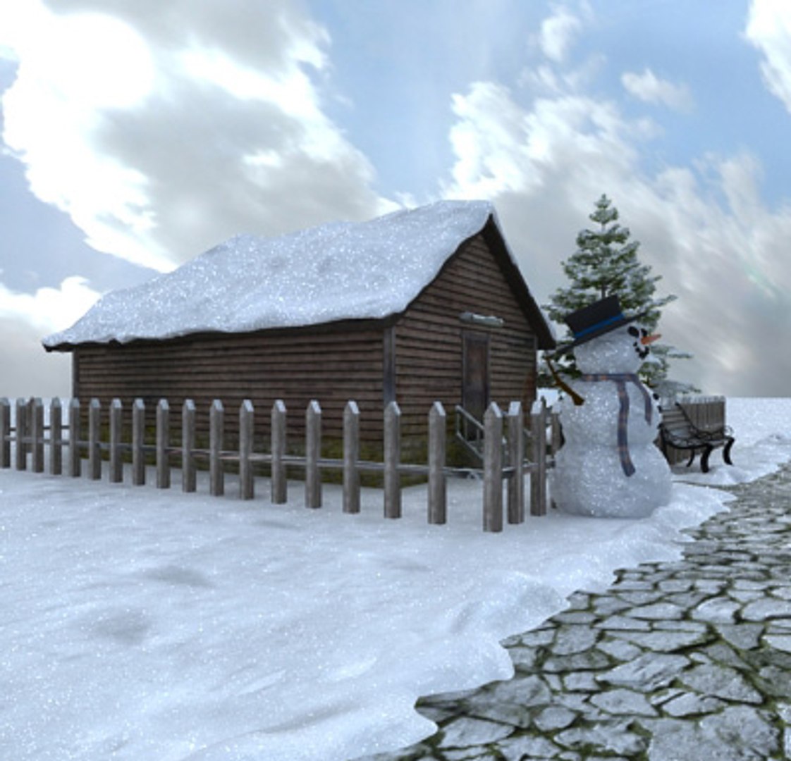 3d snow house scene model