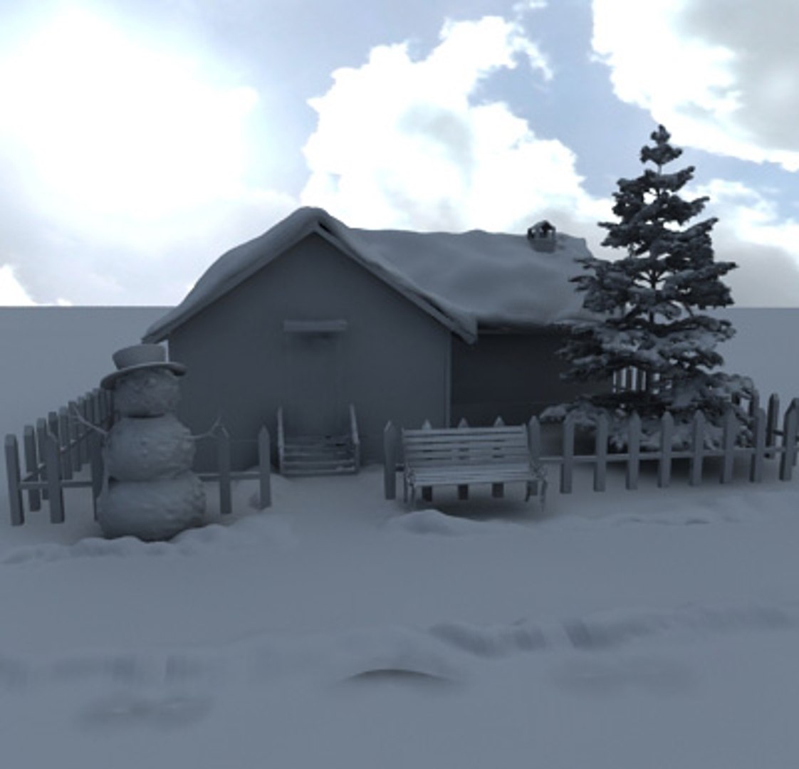 3d snow house scene model